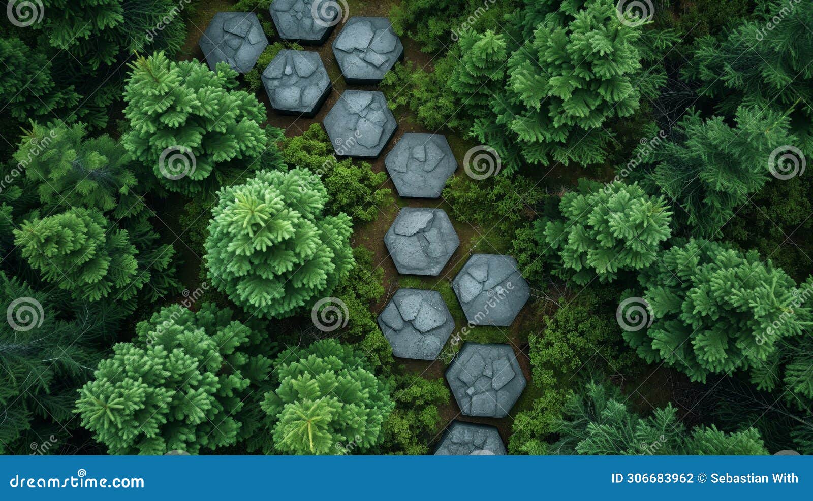 Hexagonal Stone Pathways Amidst Lush Greenery in Well-Designed Garden ...