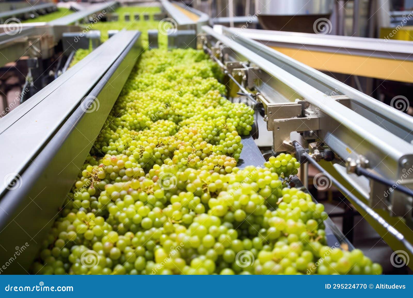 Top-down View of Grapes on Conveyer Machines Stock Photo - Image of ...