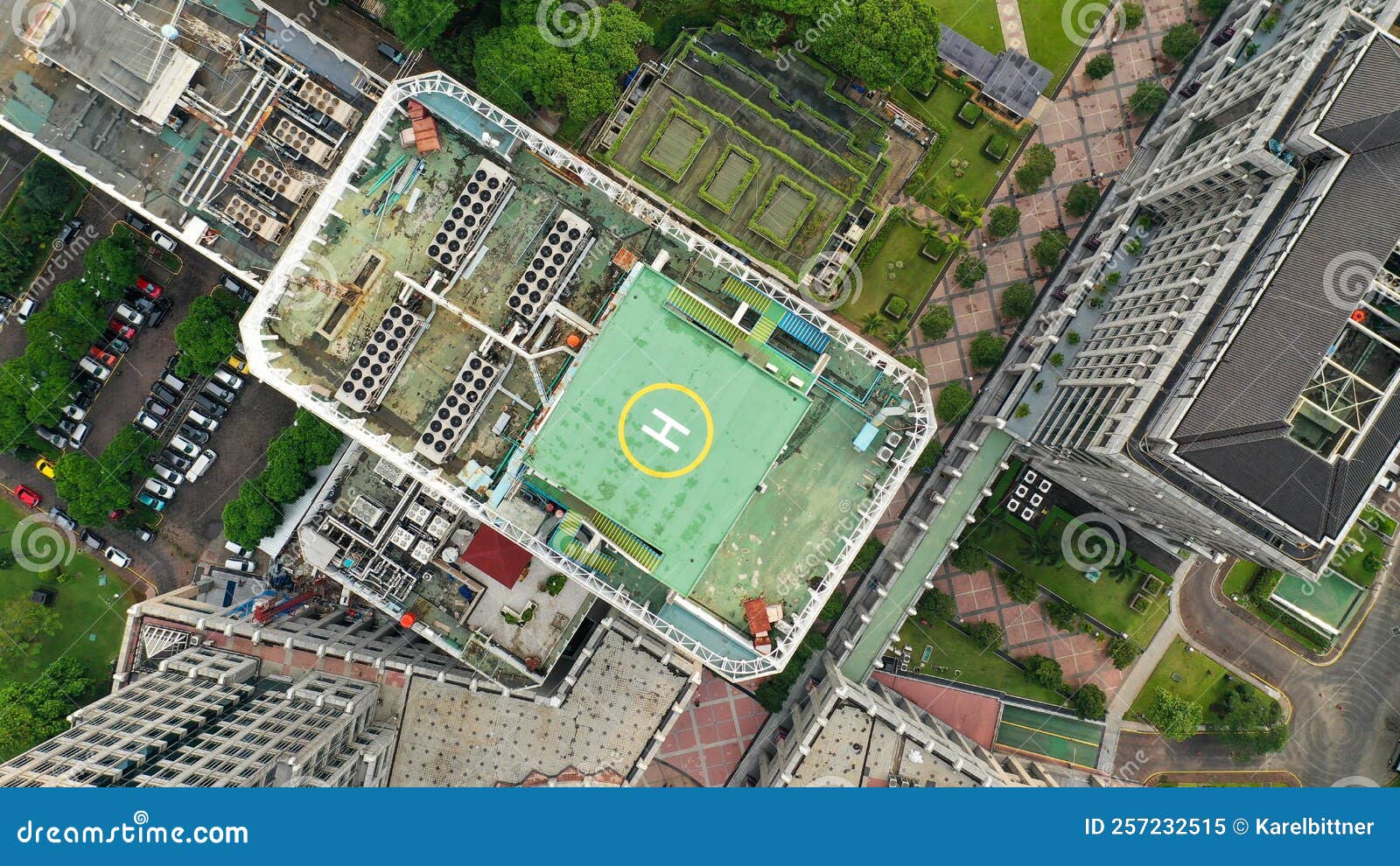 Top Down View of a Helipad on the Roof of a Modern Skyscraper Stock ...