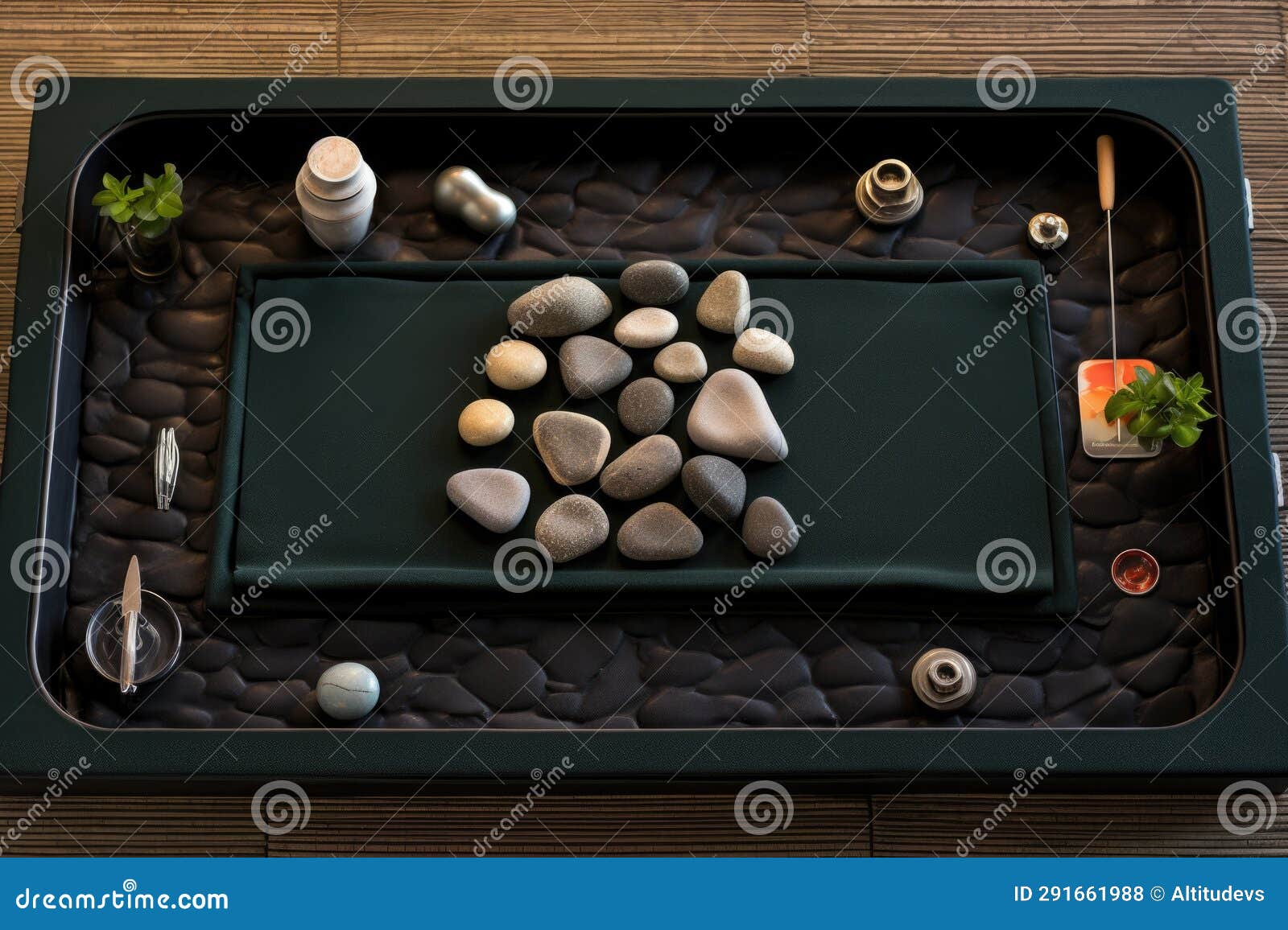 Top-down View of a Hot Stone Therapy Set-up on a Spa Table Stock ...