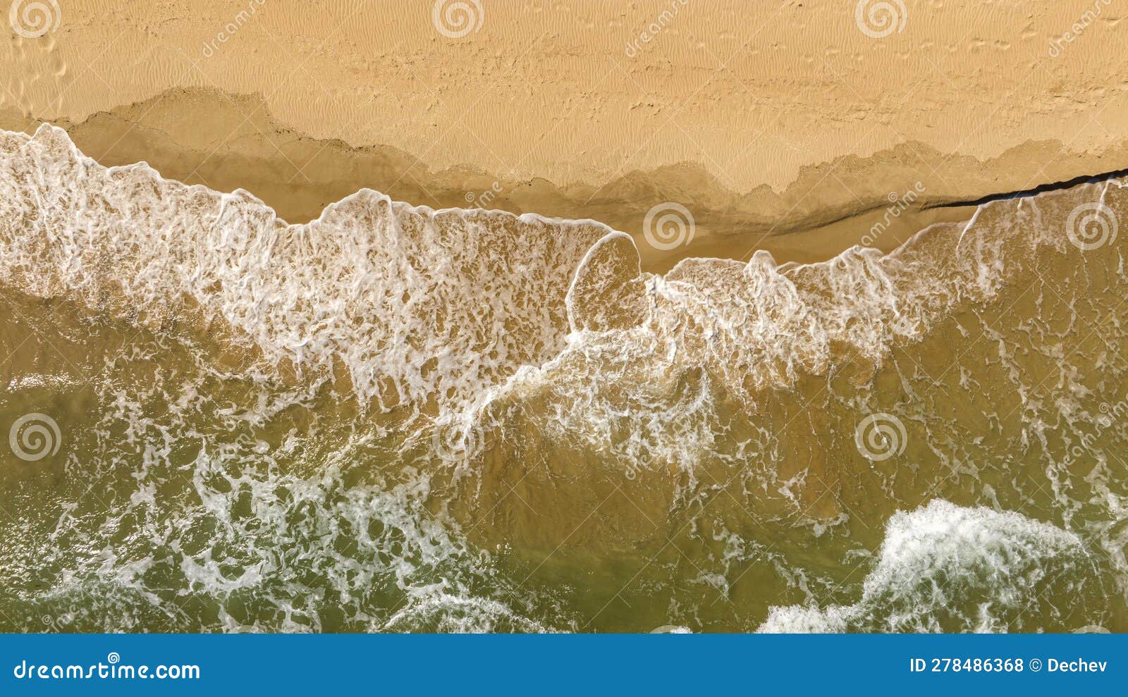 Top Down View Landscape Scene of Waves Crashing on Empty Tropical Beach ...
