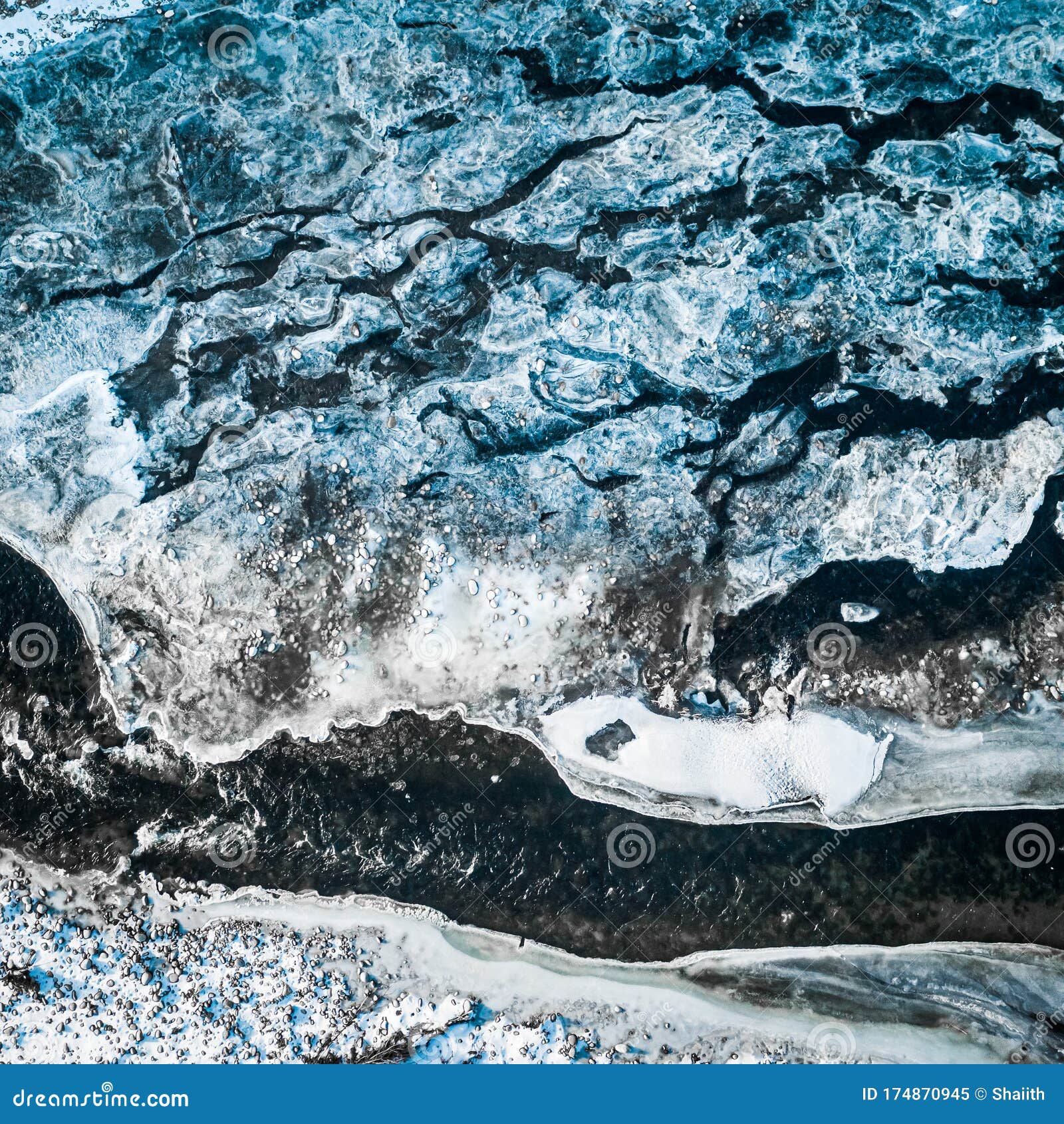 Top Down View of Melting Ice on River in Winter Stock Image - Image of ...