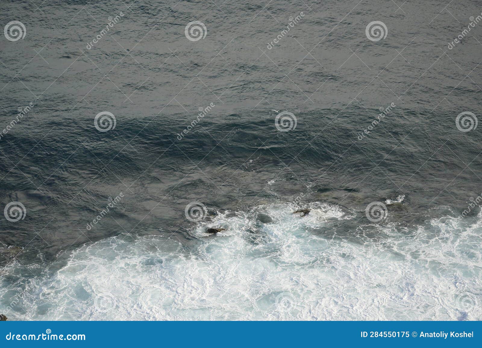 Top Down View of the Ocean Waves from a Cliff in Madeira Island Stock ...