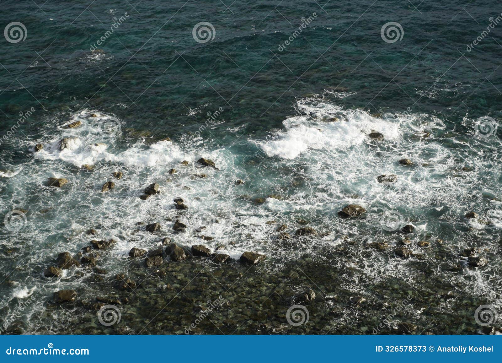 Top Down View of the Ocean Waves from a Cliff in Madeira Island. Stock ...