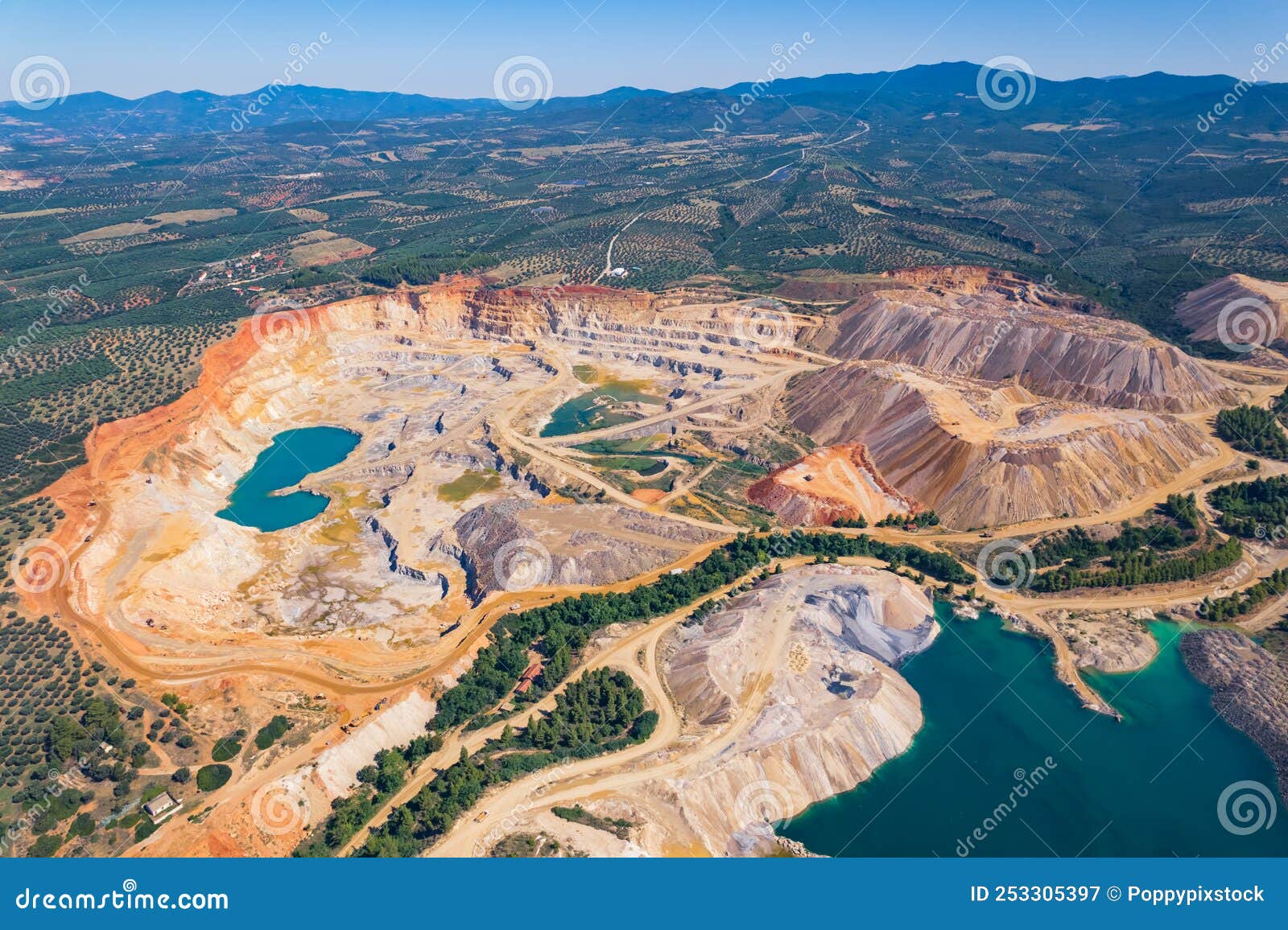 Top-down View of Open Pit Mine in Greece, Human Influence on the ...