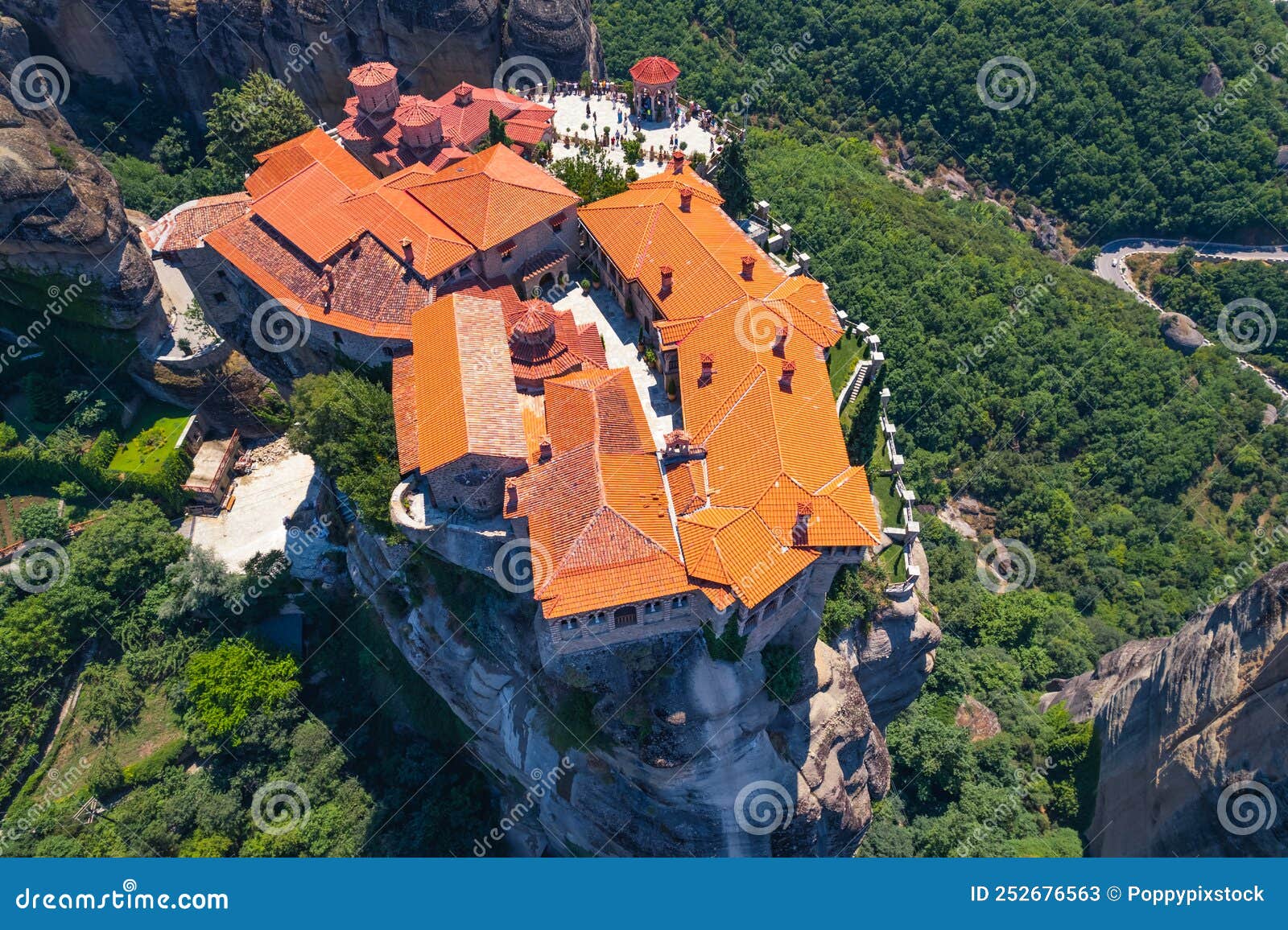 Top-down View of Orthodox Monastery Complex Meteora, Greece Stock Image ...