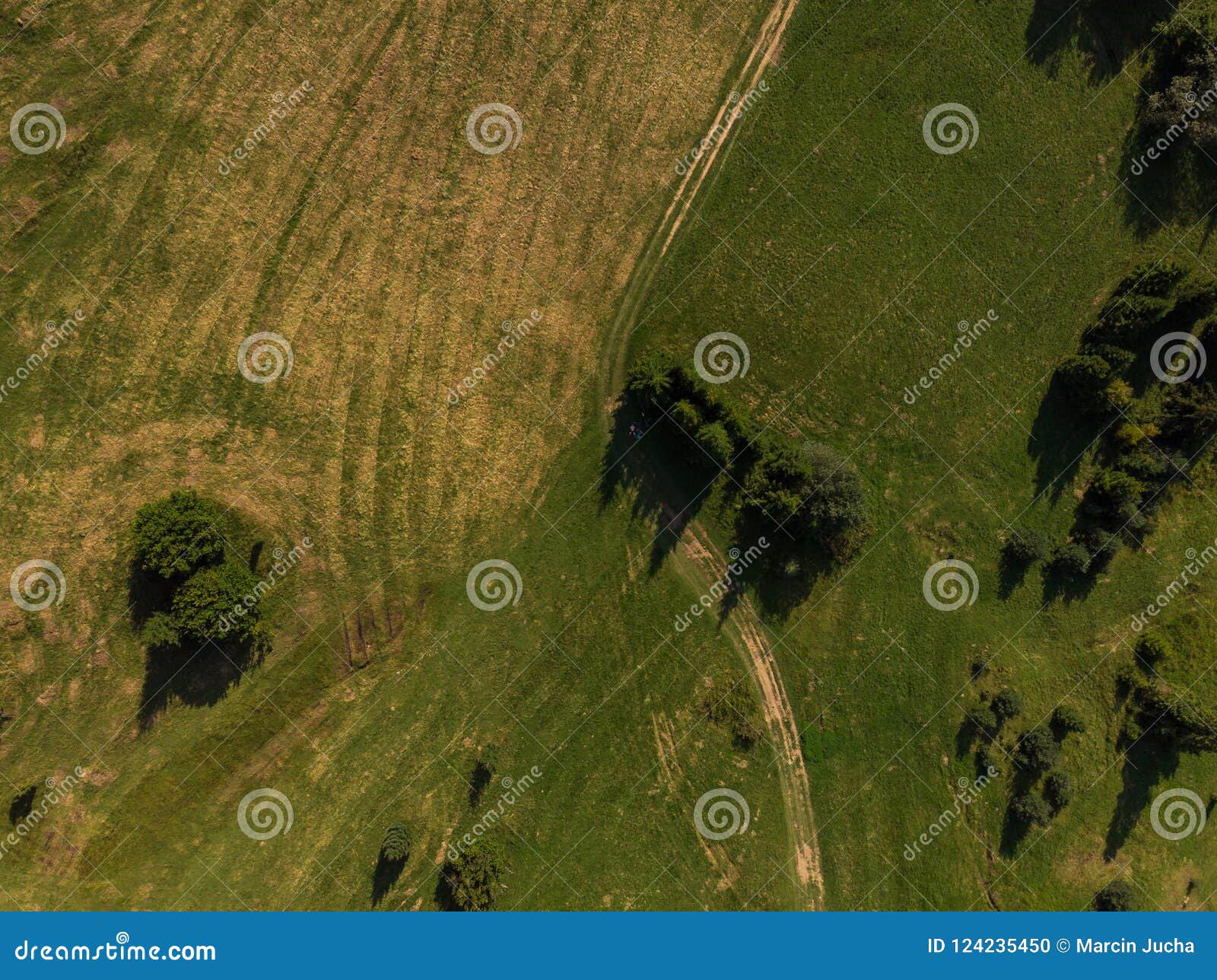 Top Down View Over Pasture and Green Hills Stock Photo - Image of three ...