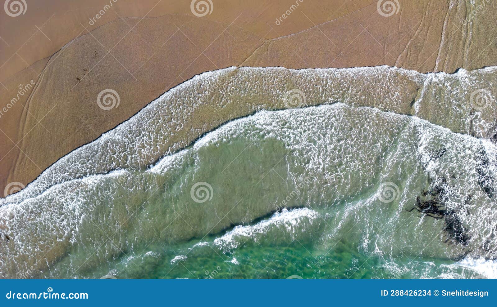 Top Down View of Pacific Coast Shoreline, Turquoise Water Waves Hitting ...