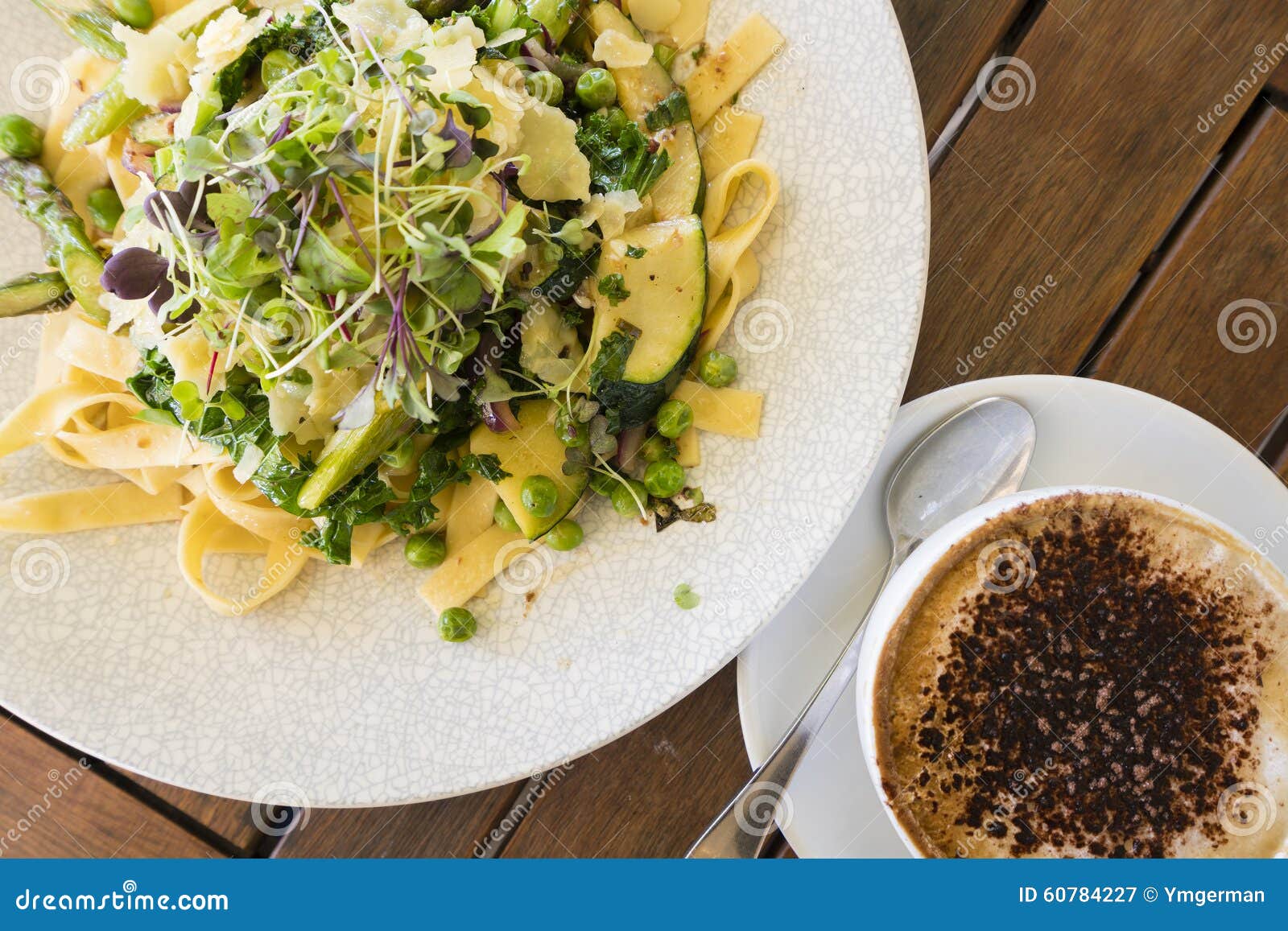 Top Down View of Pasta and Coffee Stock Image - Image of cuisine, food ...