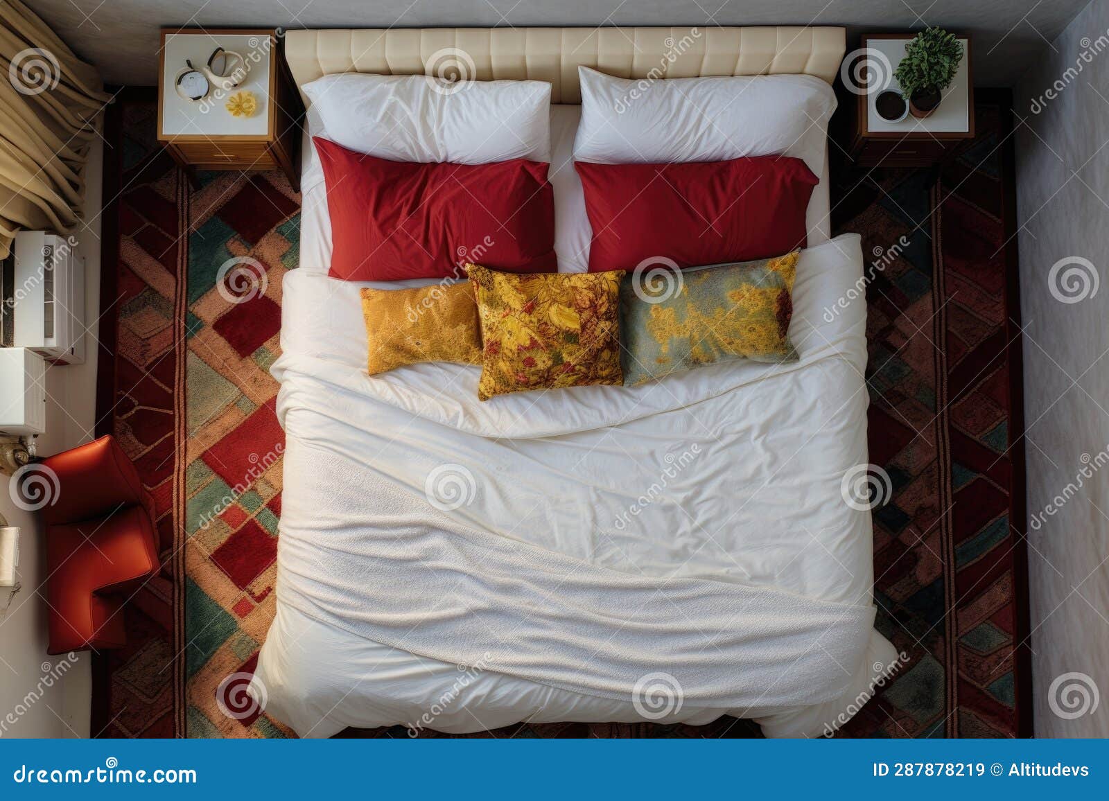 A Top-down View of a Perfectly Made Bed Stock Illustration ...