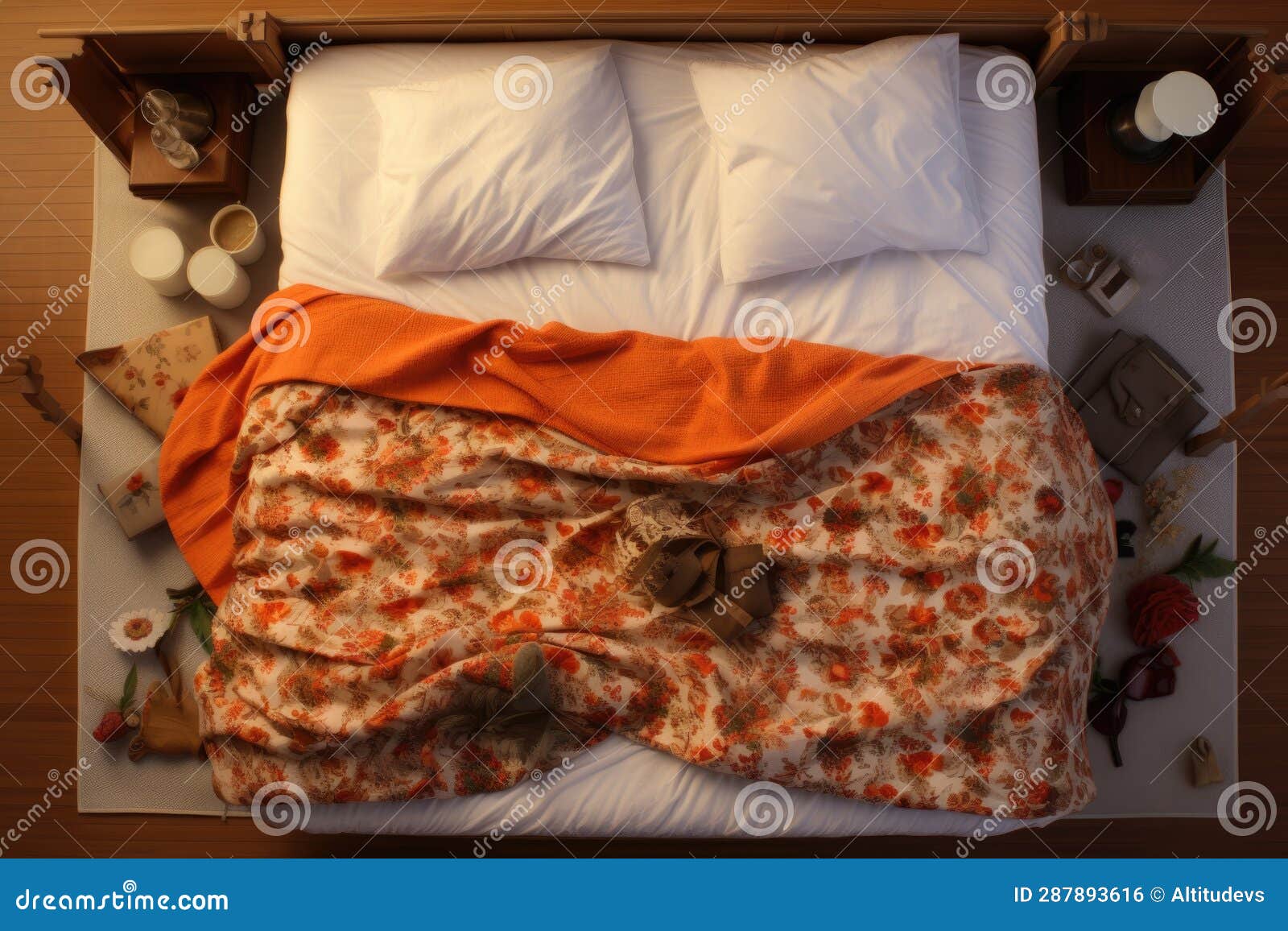 A Top-down View of a Perfectly Made Bed Stock Illustration ...