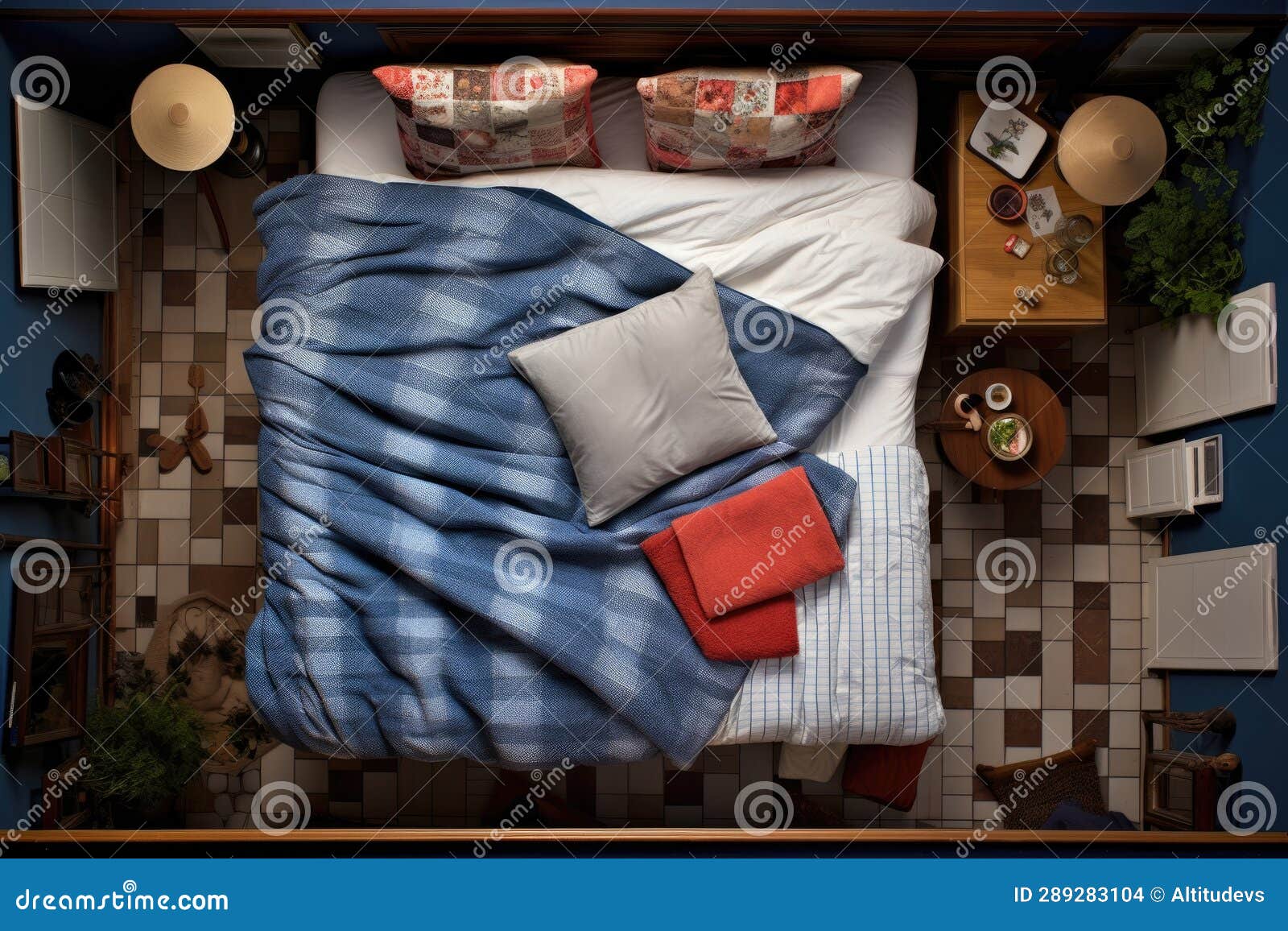 A Top-down View of a Perfectly Made Bed Stock Photo - Image of mattress ...