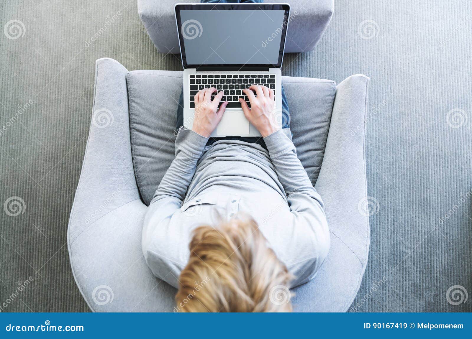 Top Down View of Person Typing on Laptop Stock Image - Image of type ...
