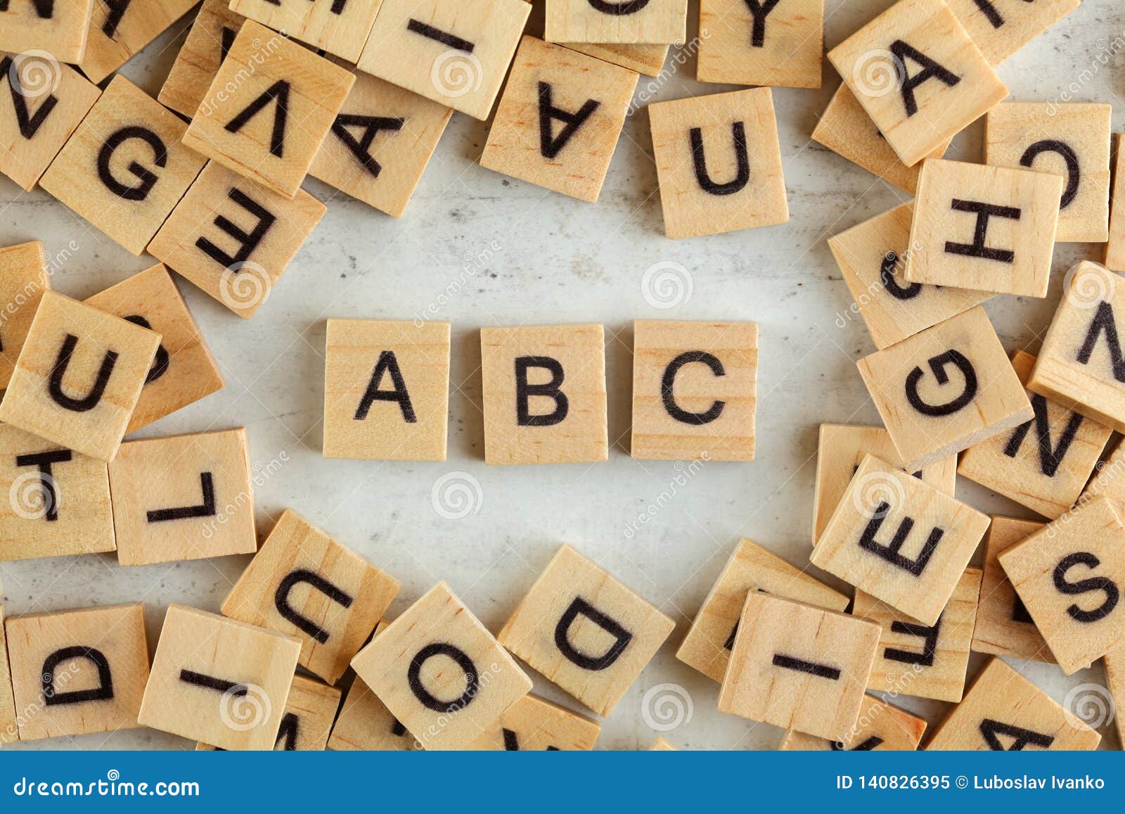 Top Down View, Pile of Square Wooden Blocks with Letters ABC on White ...