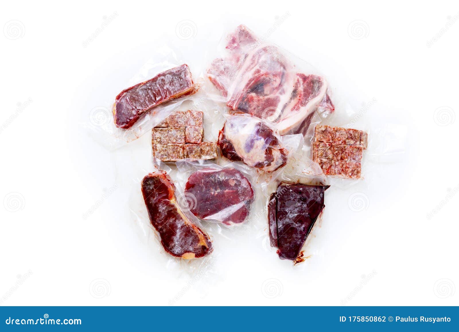 Top Down View of Plastic Packed Beef Varieties Stock Photo - Image of ...