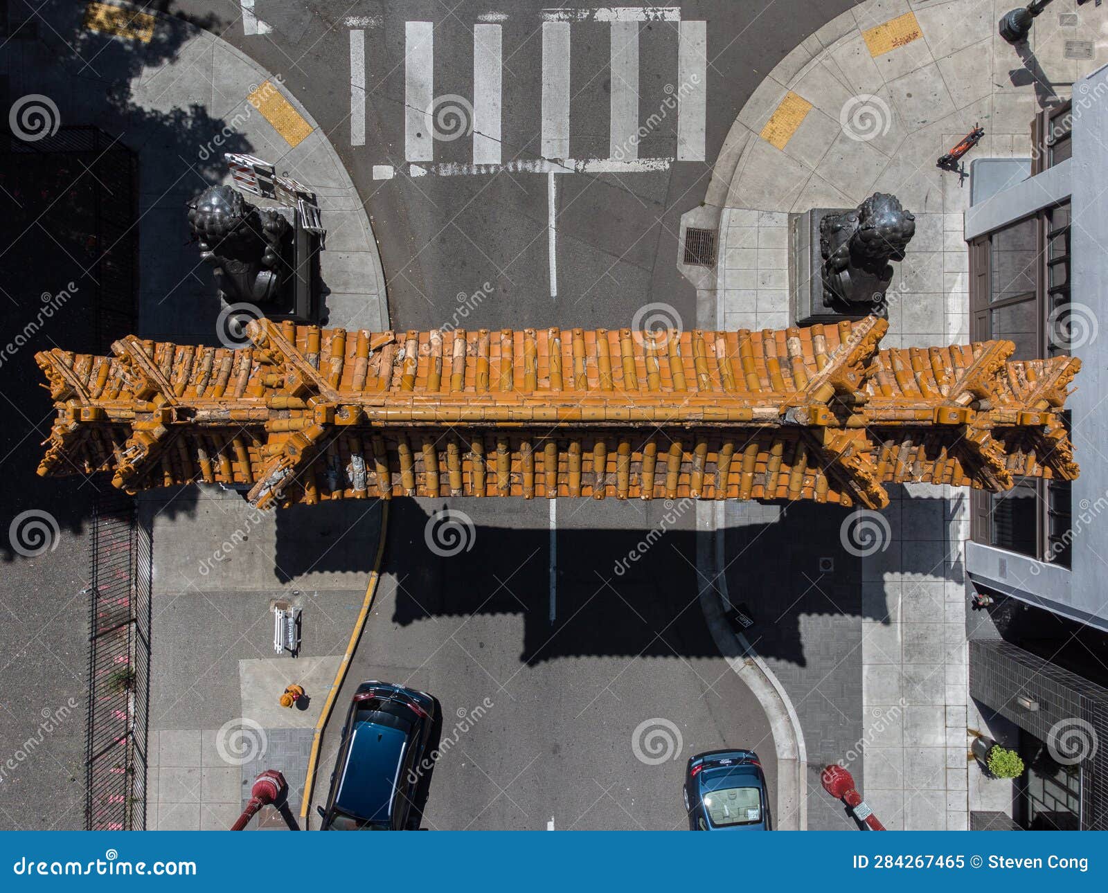 Top Down View of Portland Chinatown Gate Stock Image - Image of iron ...