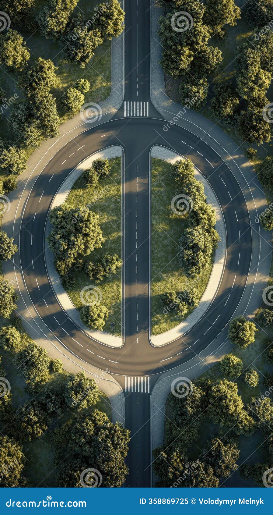 Top-down View of Rectangular Road Loop, Forming Sharp Turn at Each ...