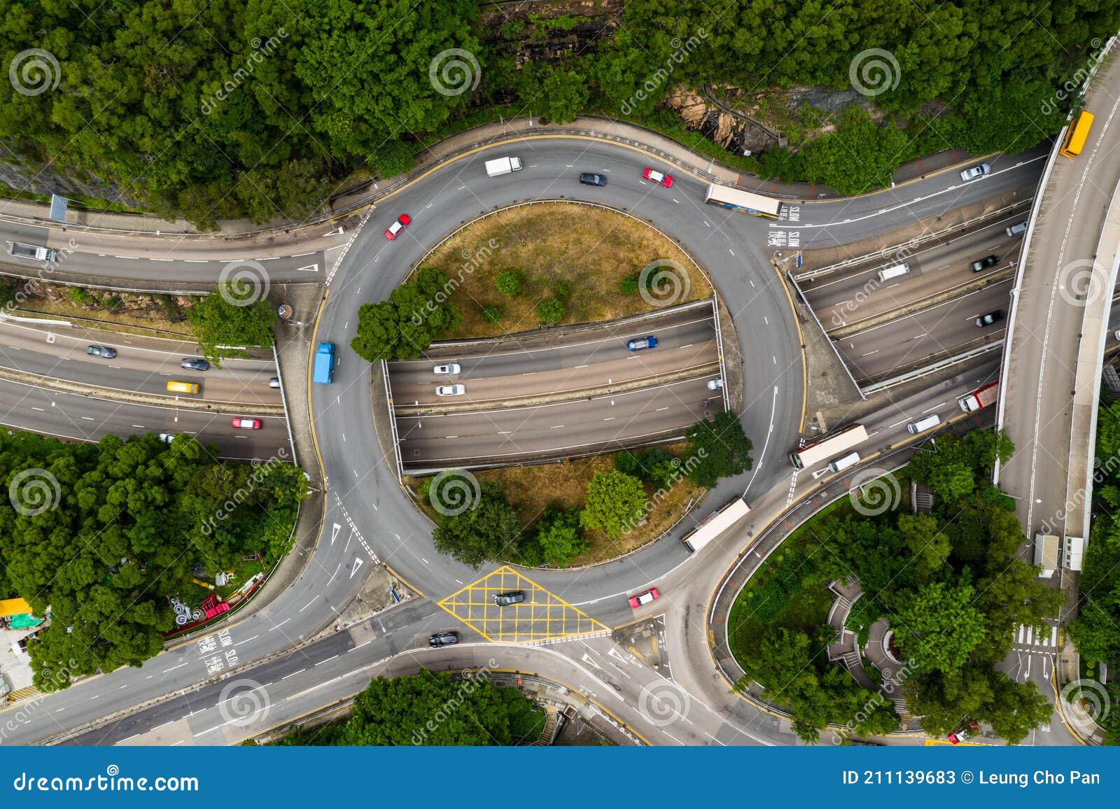 Top Down View of Roundabout Stock Image - Image of path, road: 211139683