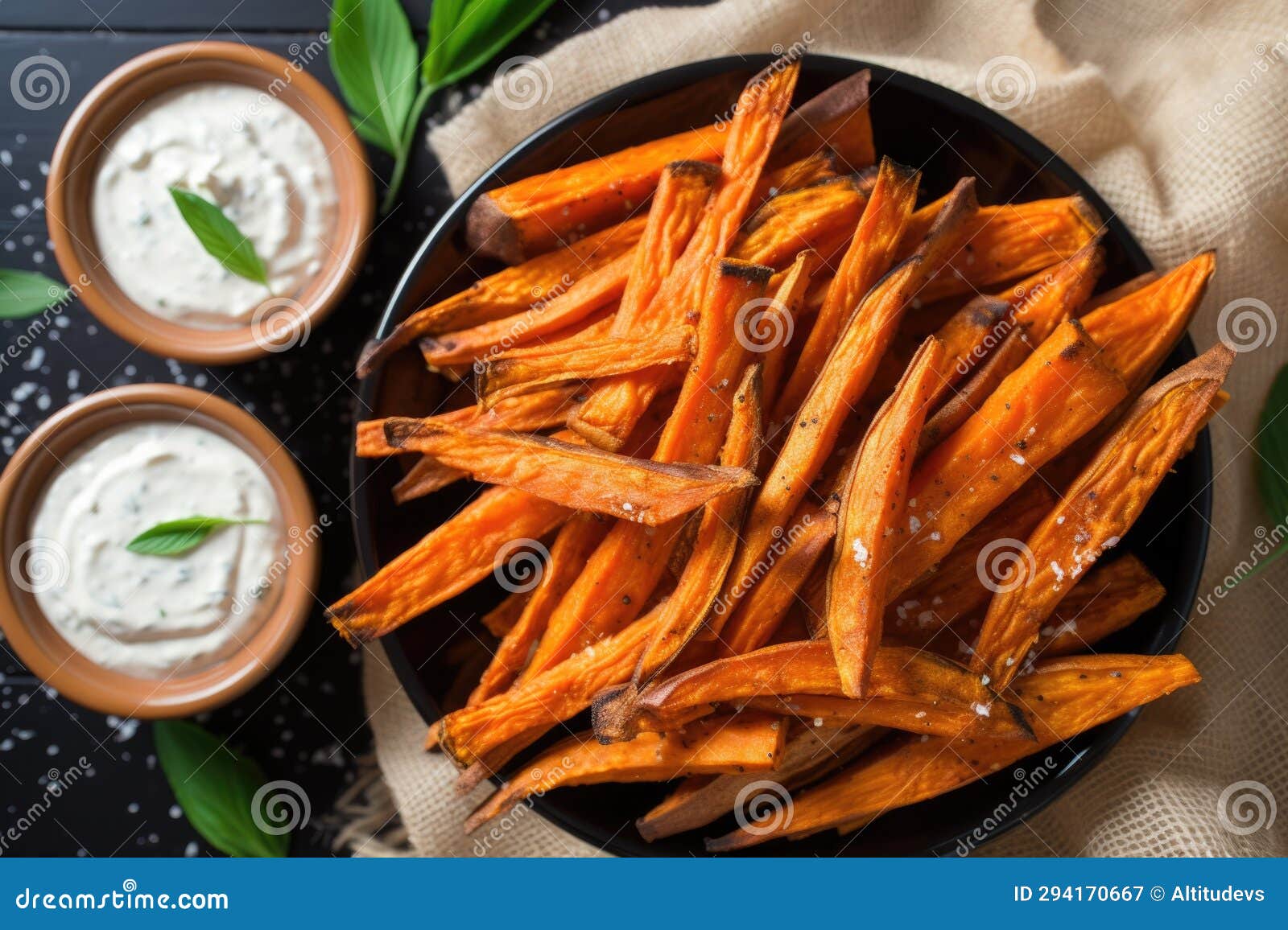 Top-down View of a Serving of Sweet Potato Fries Stock Image - Image of ...