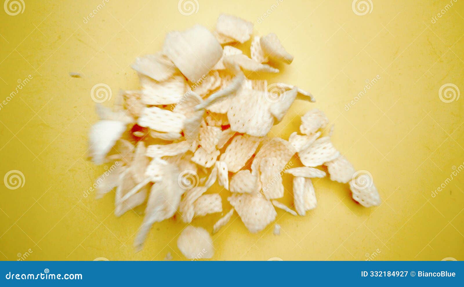 Top Down View of Snack Flying in the Air from Explosion and Falling ...