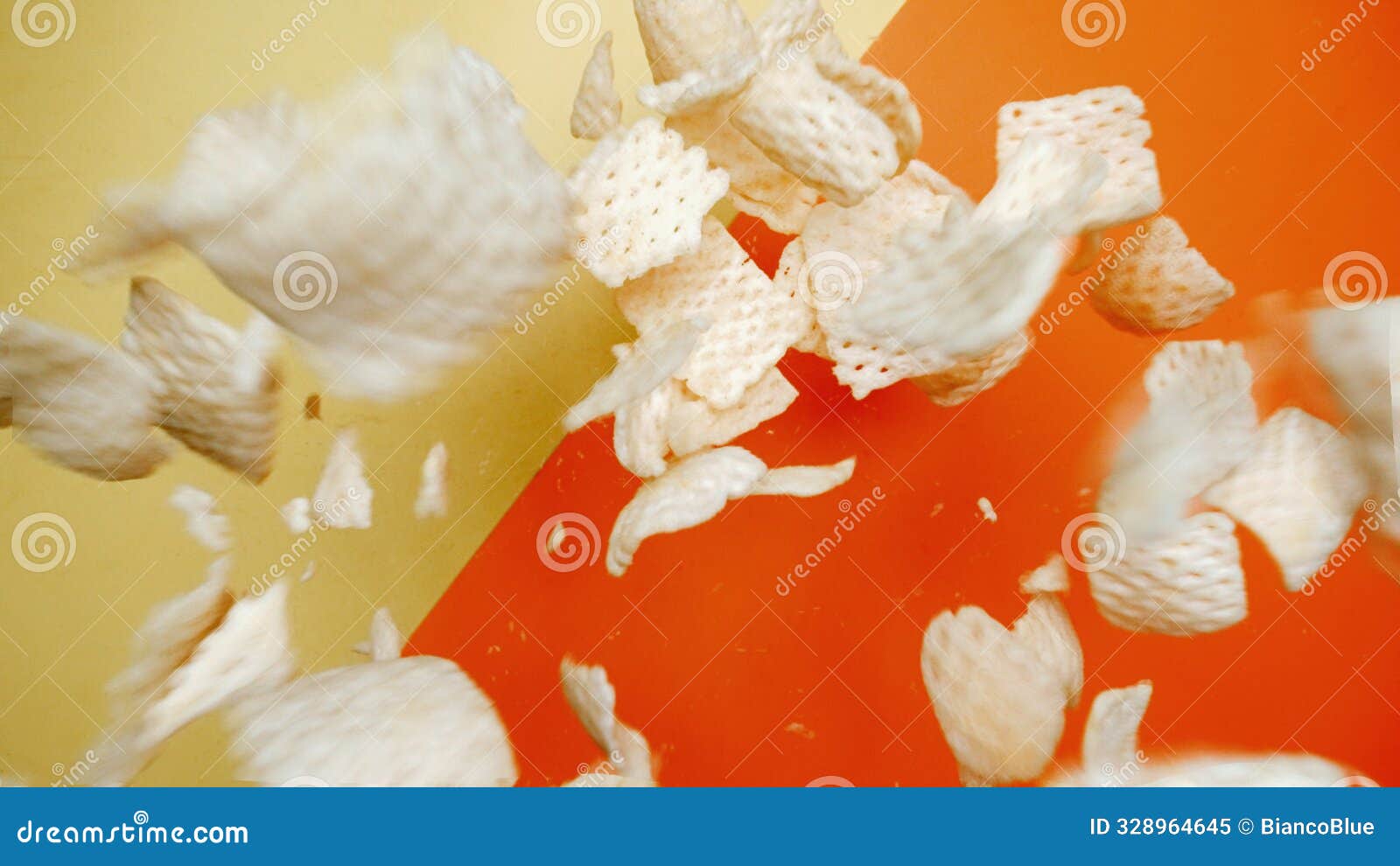 Top Down View of Snack Flying in the Air from Explosion and Falling ...