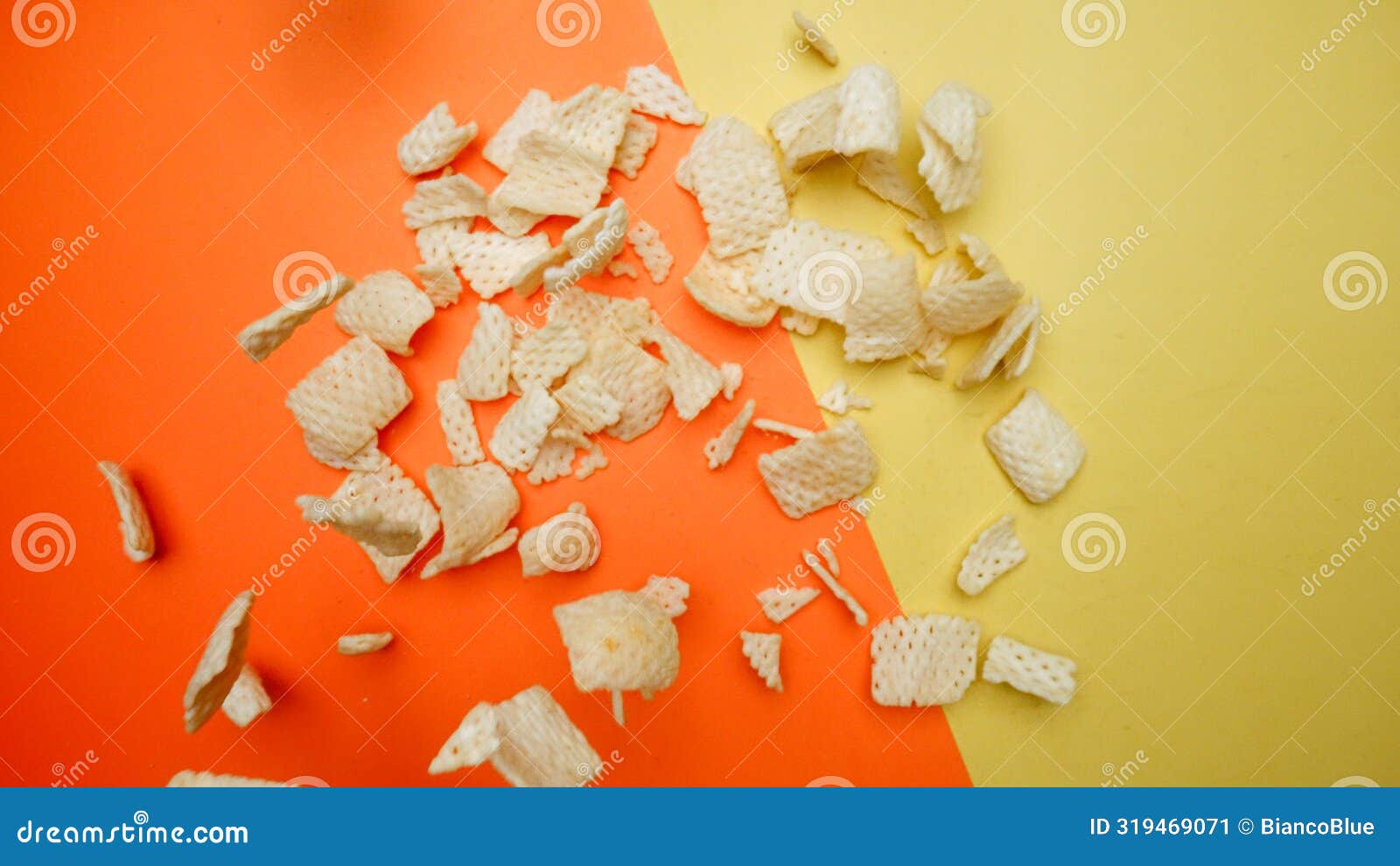 Top Down View of Snack Flying in the Air from Explosion and Falling ...