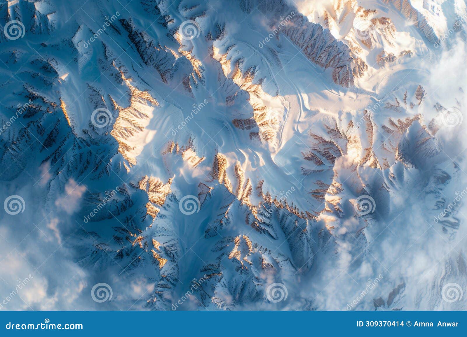 "Snowy Majesty: Aerial View of Pristine Mountain Peaks" Stock ...