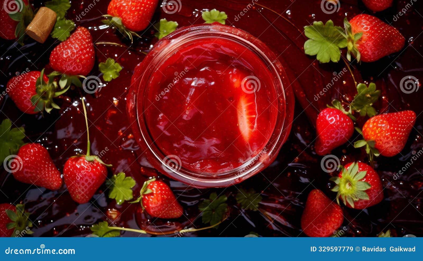Top Down View of Spilled Strawberry Jam Jar Stock Illustration ...