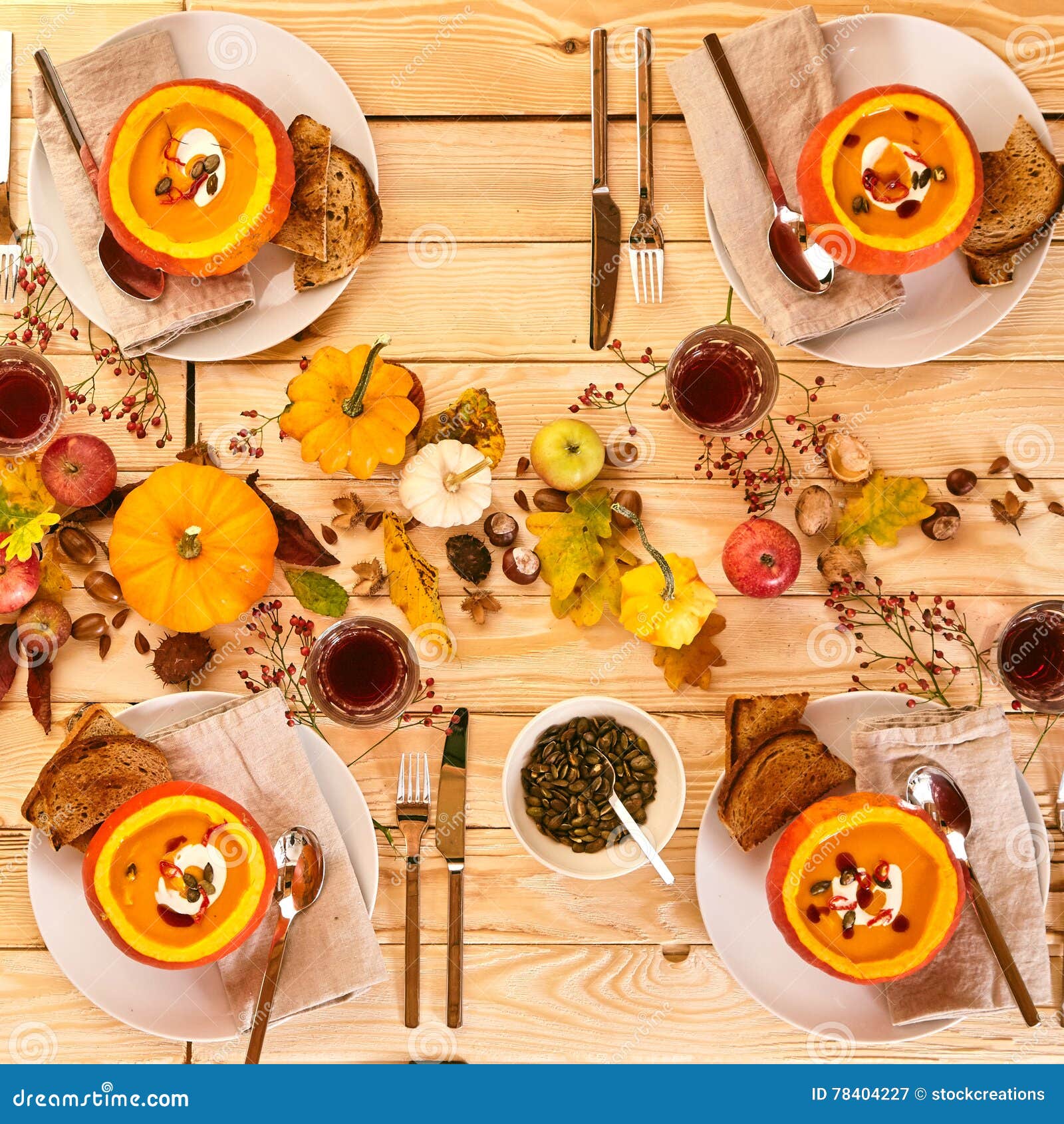 Top Down View on Splendid Servings of Soup Stock Image - Image of ...