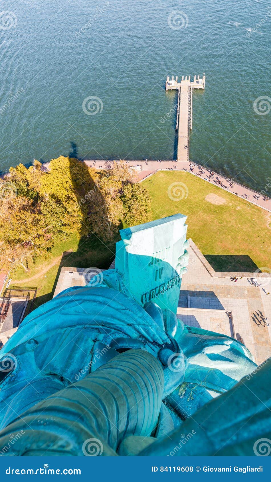 Top Down View of Statue of Liberty from the Crown, New York Stock Photo ...