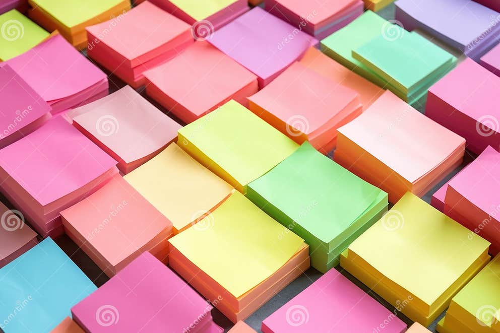 Top-down View of Sticky Notes Ready for Packaging Stock Photo - Image ...
