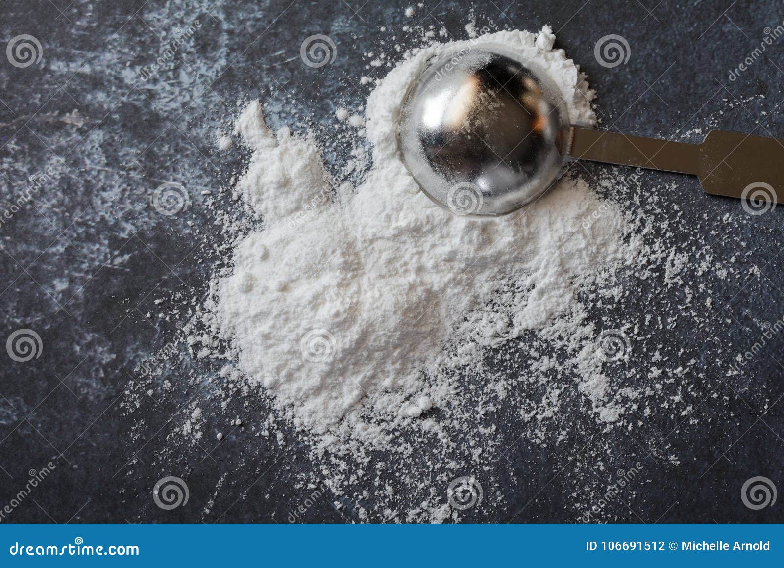 Baking Powder Spilled from a Teaspoon Stock Photo - Image of background ...