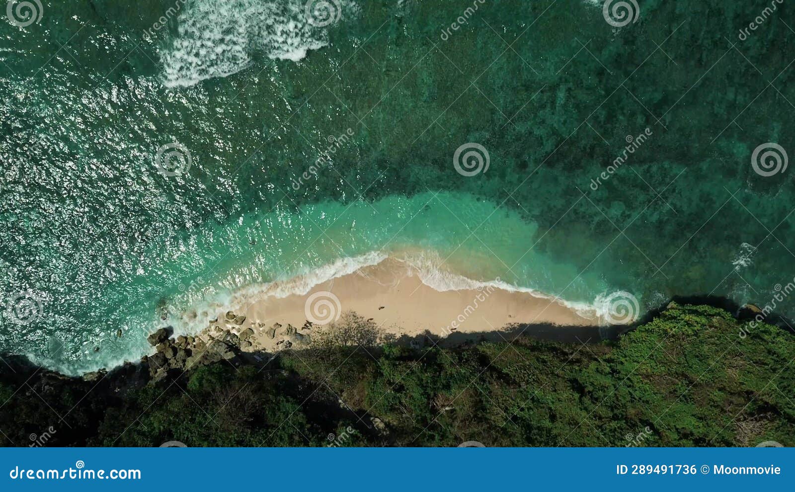 Top-down View of a Tiny Beach on the Ocean, from the Back of the Beach ...
