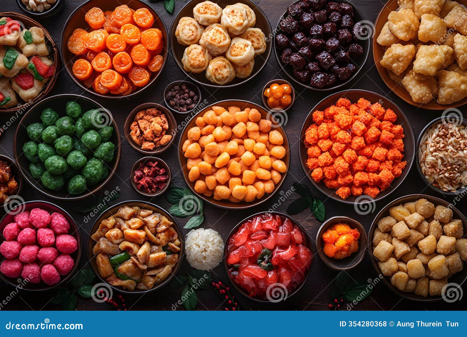 Top Down View of Traditional Chinese Snacks Celebrating Chinese New ...