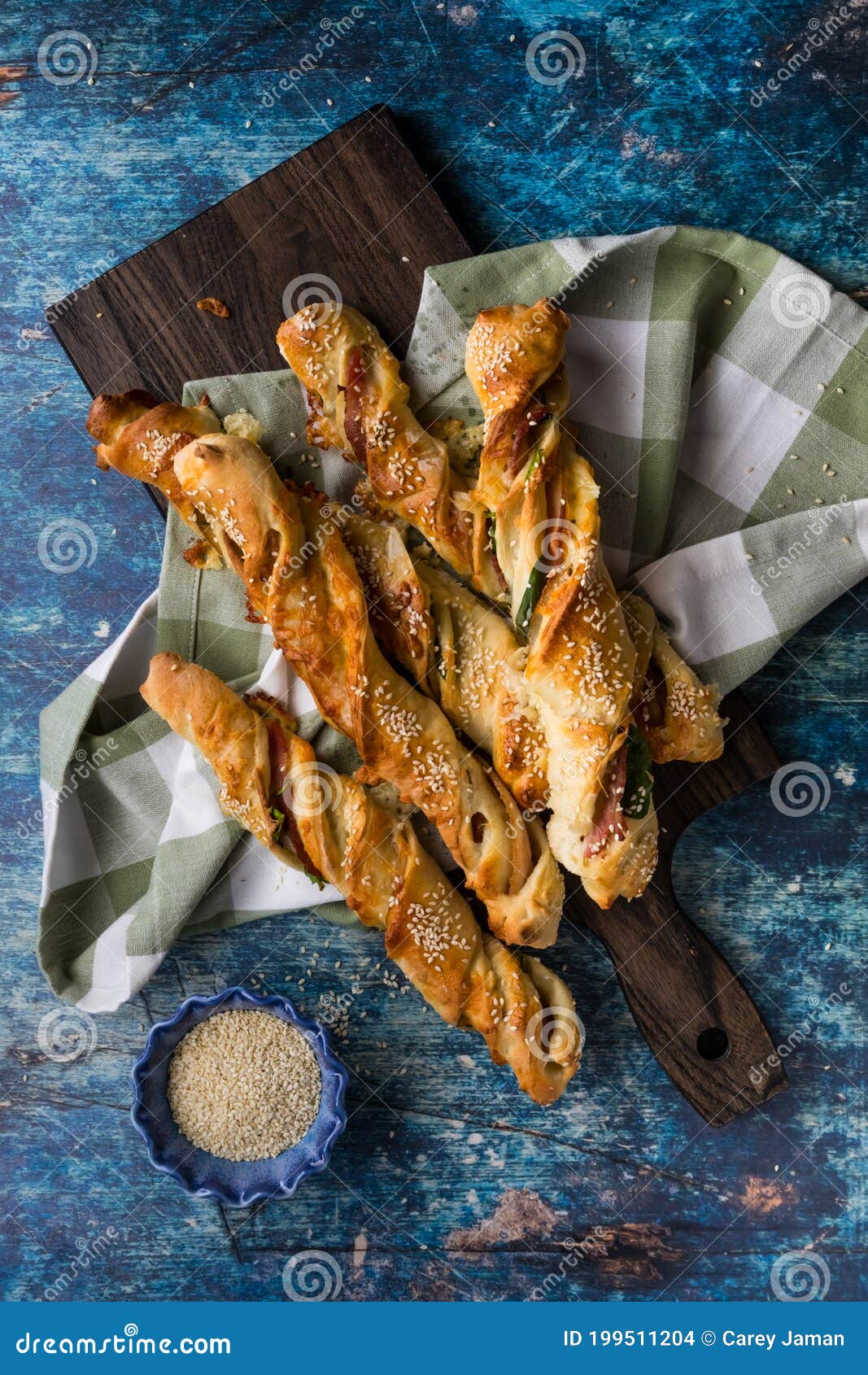 Top Down View of Twisted Breadsticks Filled with Cheese, Bacon and ...