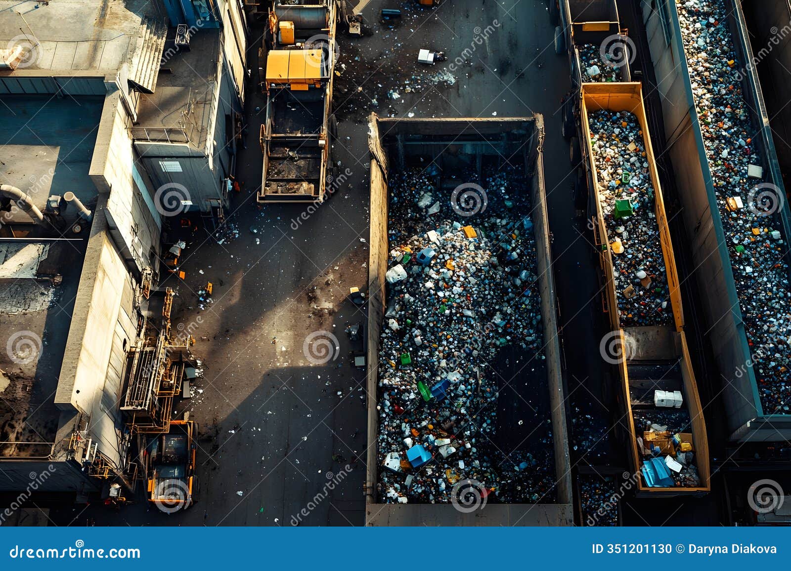 Top-down View of a Waste Management Plant with Clearly Marked Recycling ...