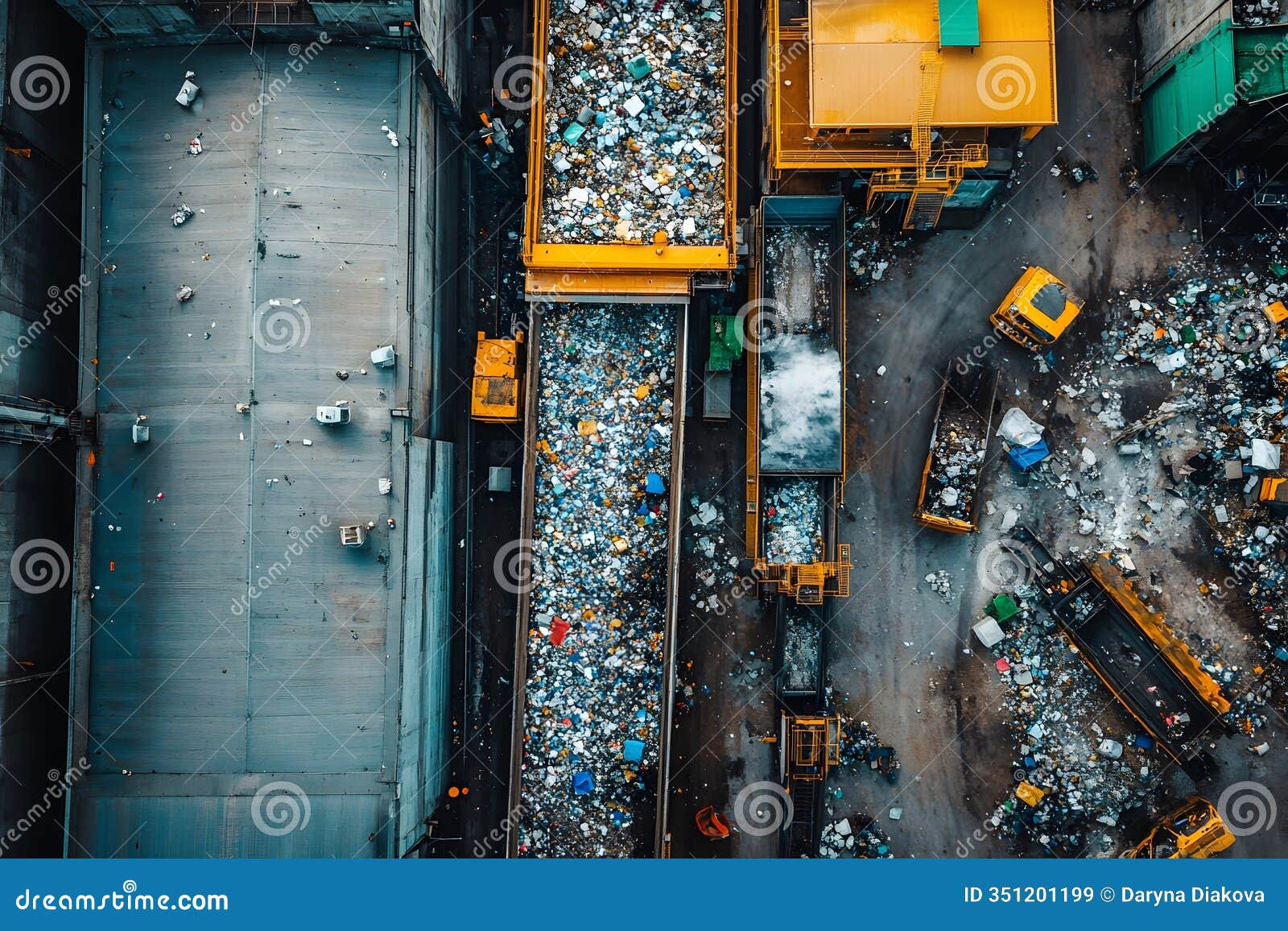Top-down View of a Waste Management Plant with Clearly Marked Recycling ...