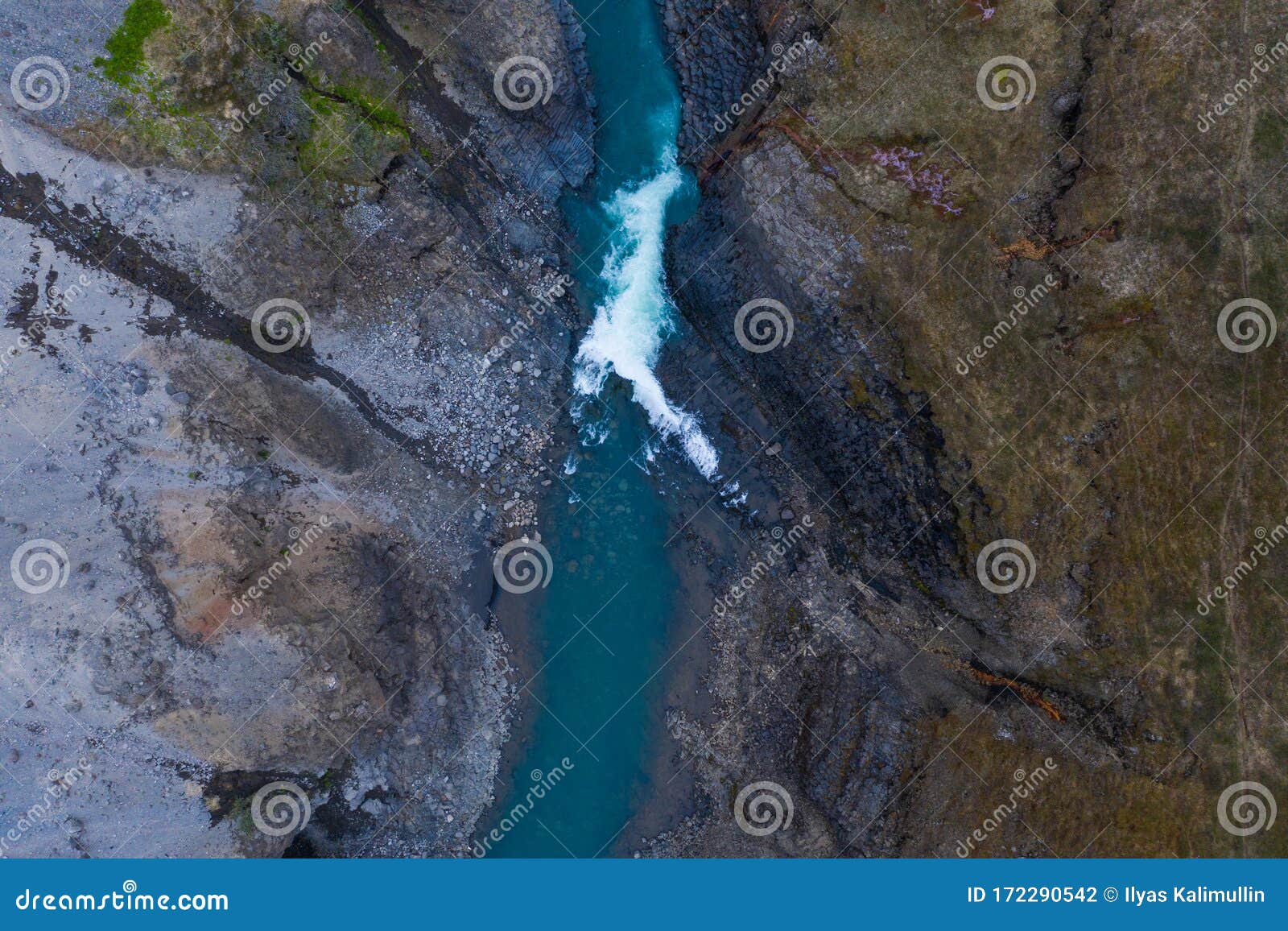 Top Down View of Water Stream in Studlagil Canyon Stock Photo - Image ... Top Down View of Water Stream in Studlagil Canyon Stock Photo - Image ...