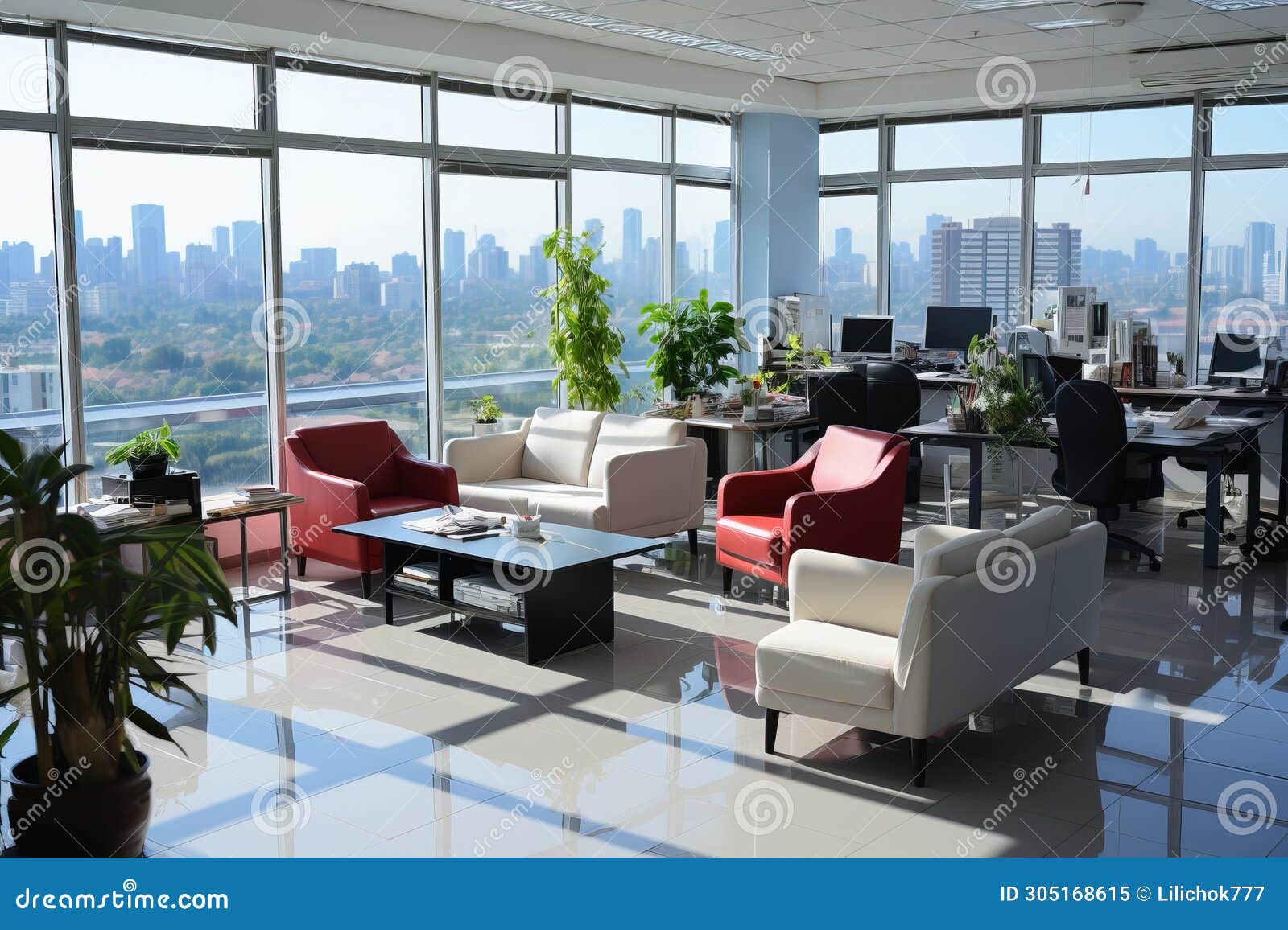 Top-down View of Well-organized Accounting Office with Desks, Computers ...