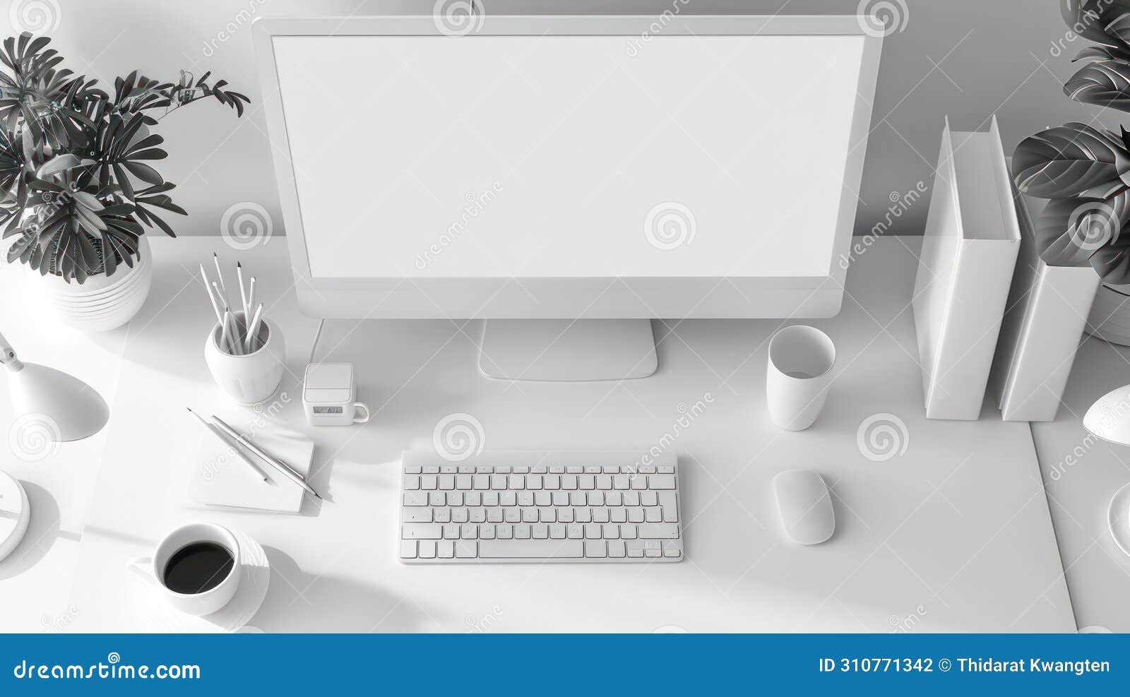 Top Down View on a Workstation in an Office.Generative AI Stock ...