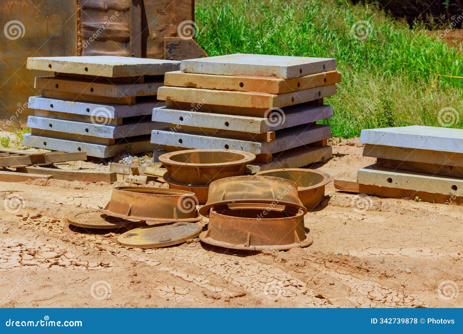Top Edge of a Manhole for an Underground Utility Pit. Stock Photo ...