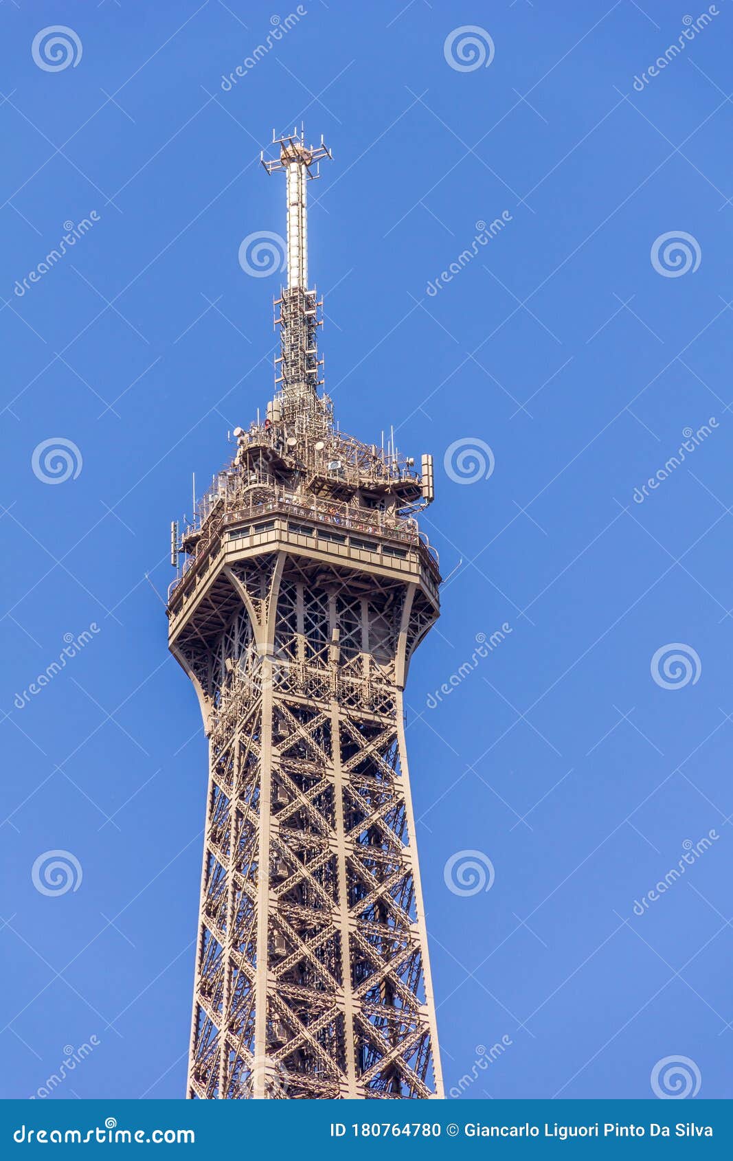 Top of the Eiffel Tower, Paris Stock Photo - Image of building, iron ...