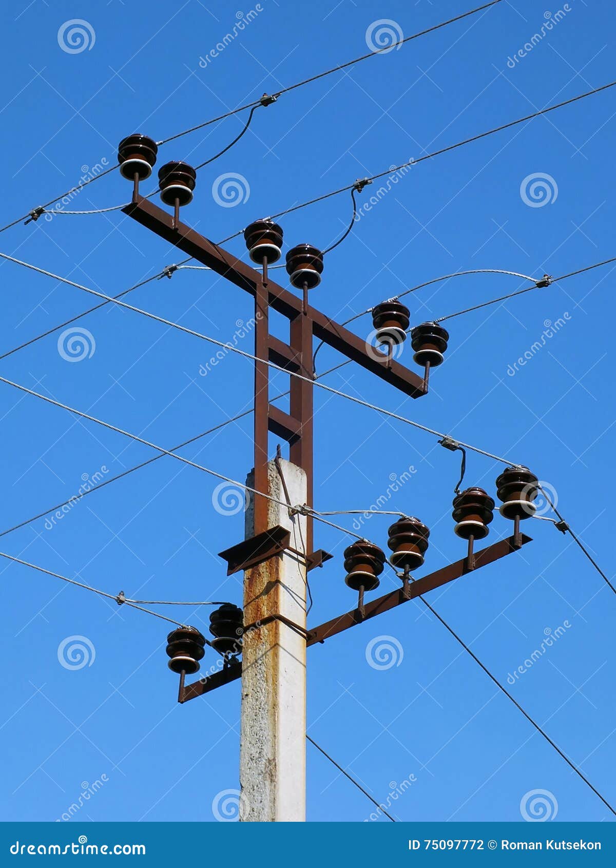 Top of electric pole stock photo. Image of transmission - 75097772