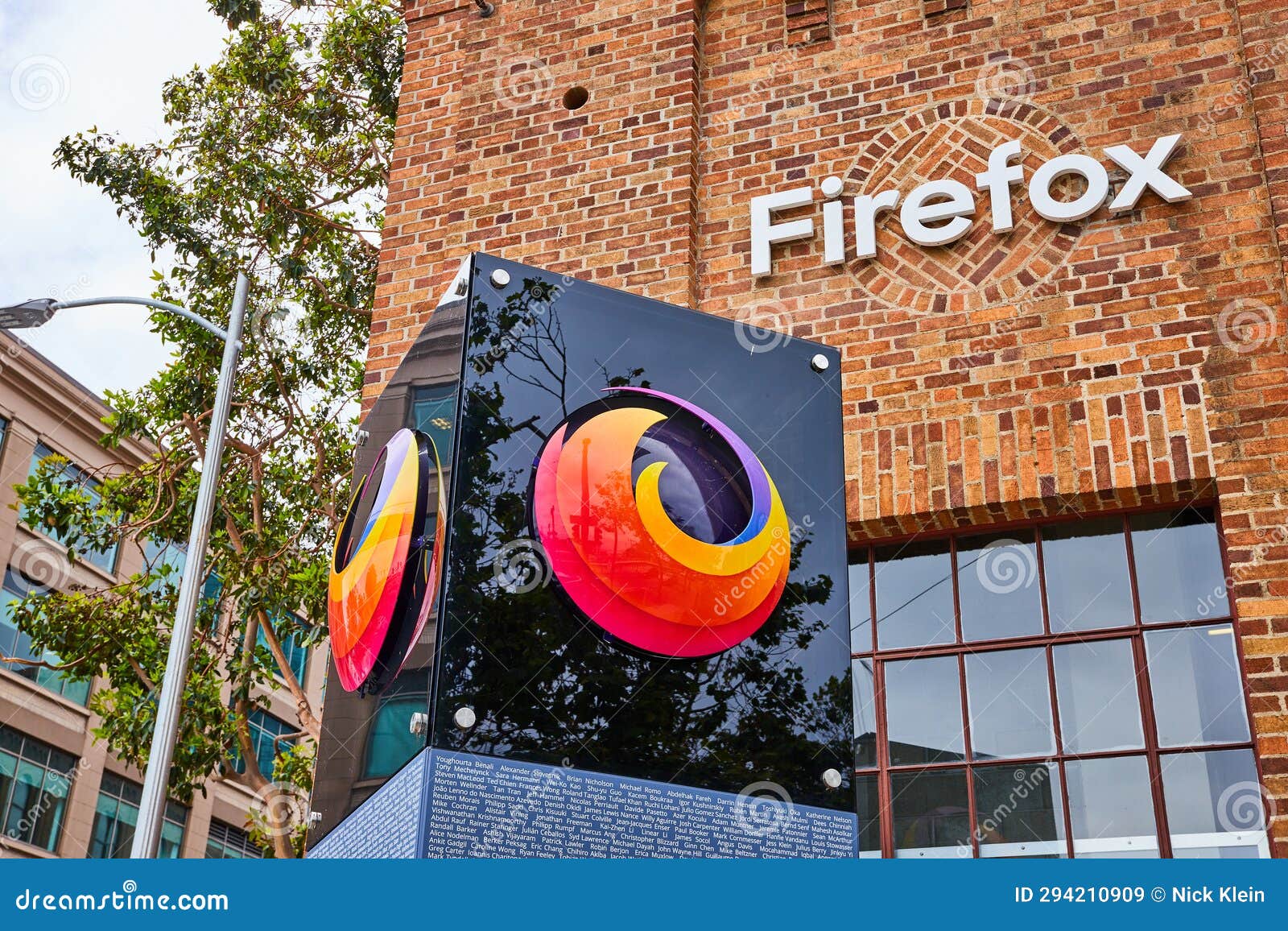 Top of Firefox Monolith Plaque Pillar with Symbol and Sign on Brick and ...