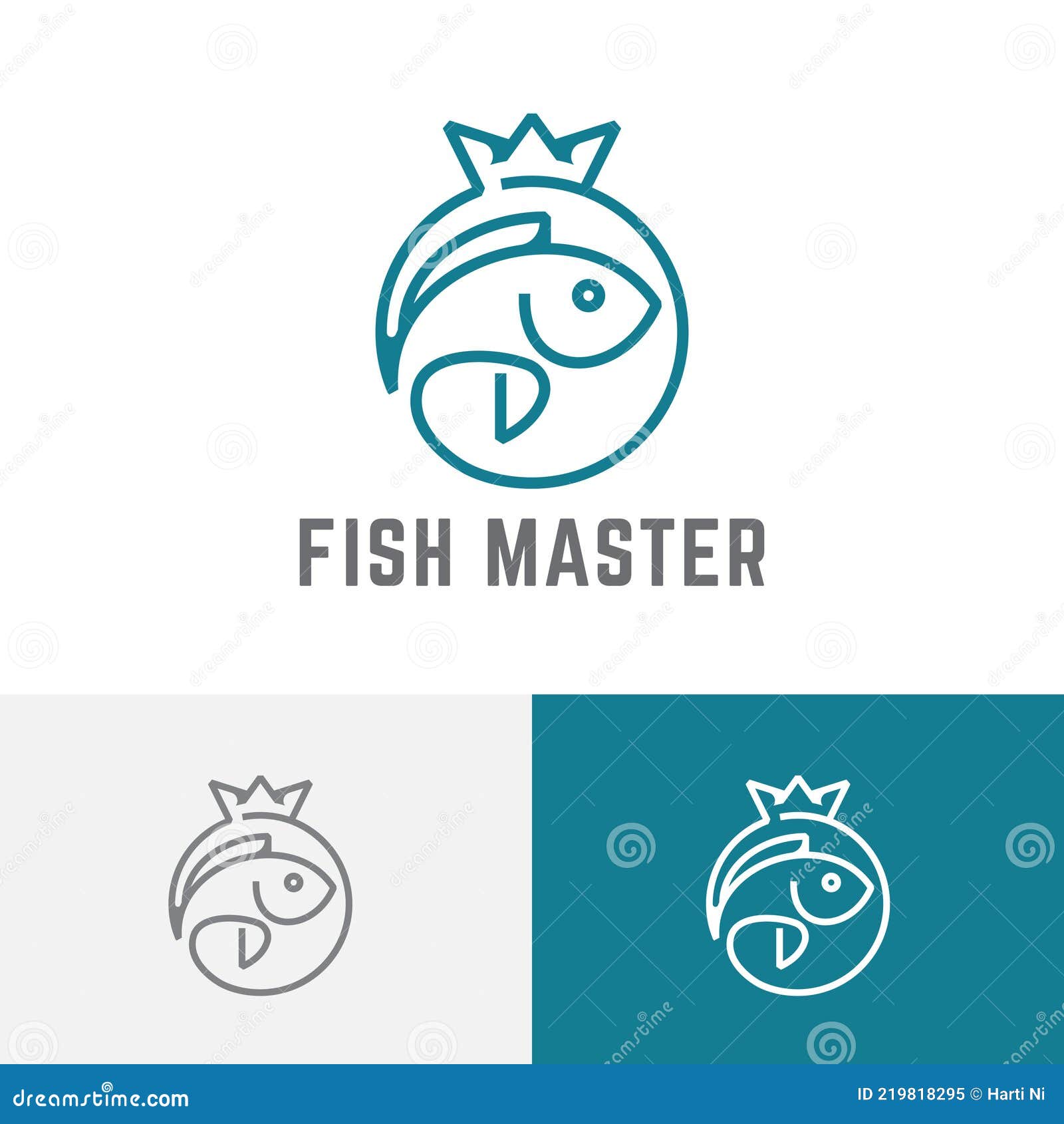 Top Fishing King Master Circle Crown Logo Stock Vector - Illustration ...