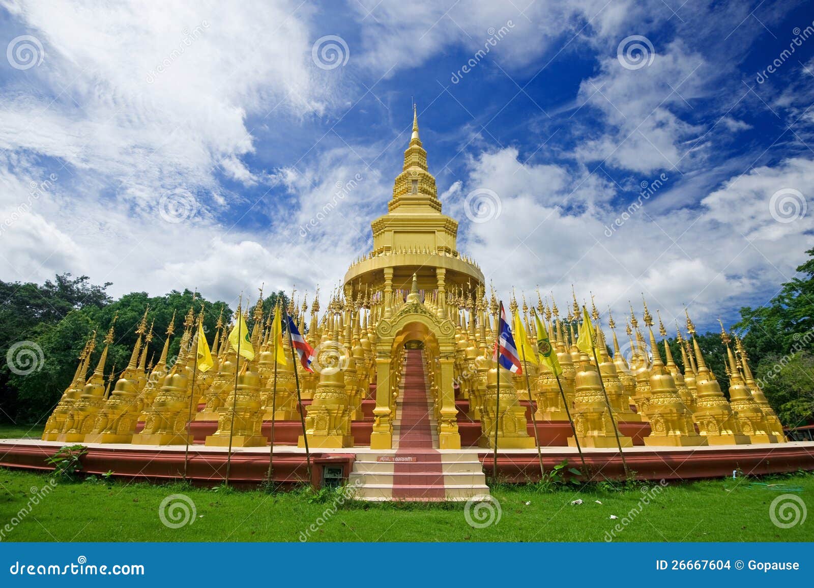 Top Five Hundred Pagodas at Beautiful in the Wat P Stock Photo - Image ...
