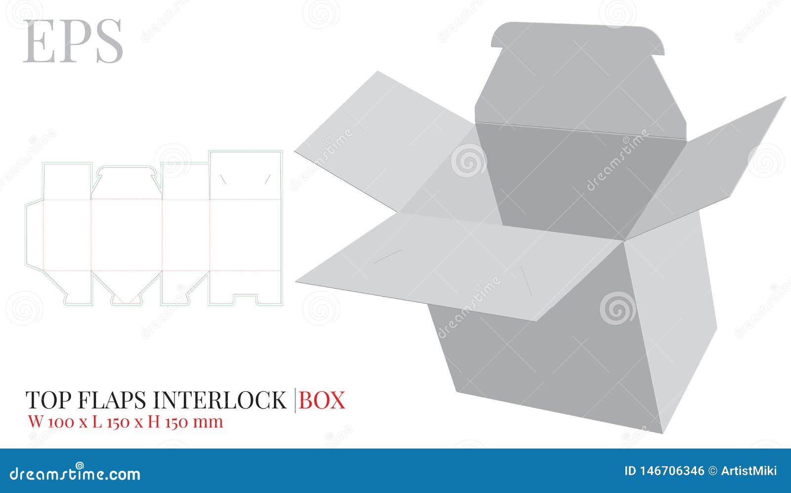 Top Flaps Inter Lock Box Template, Vector With Die Cut / Laser Cut ...