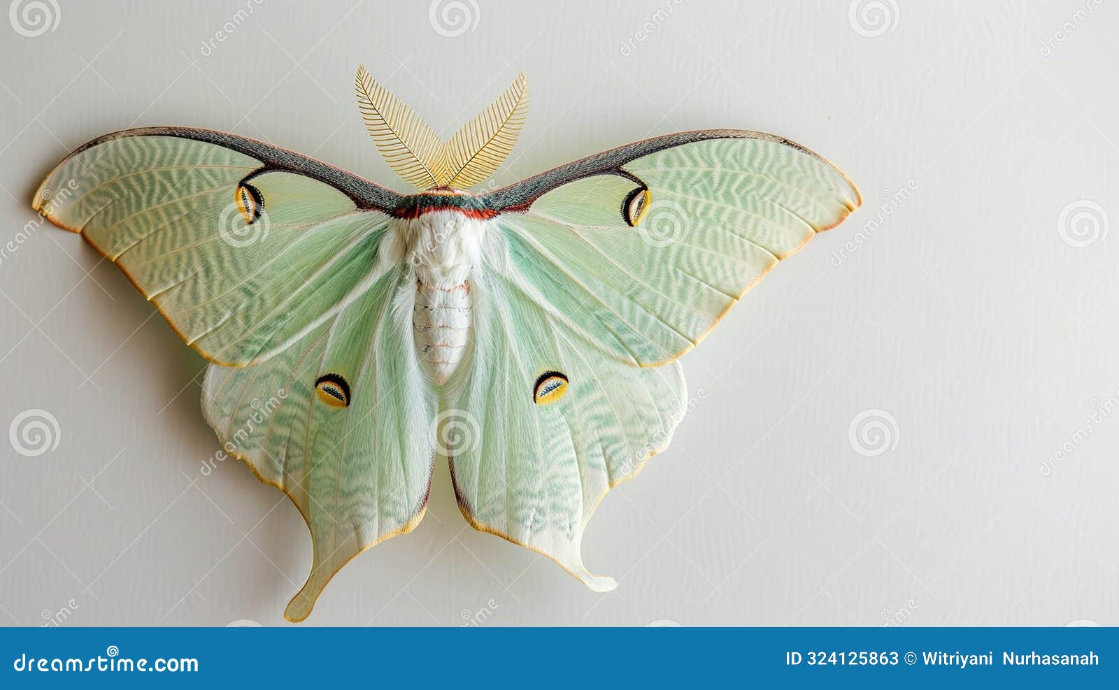 Luna Moth on a White Background Stock Illustration - Illustration of ...