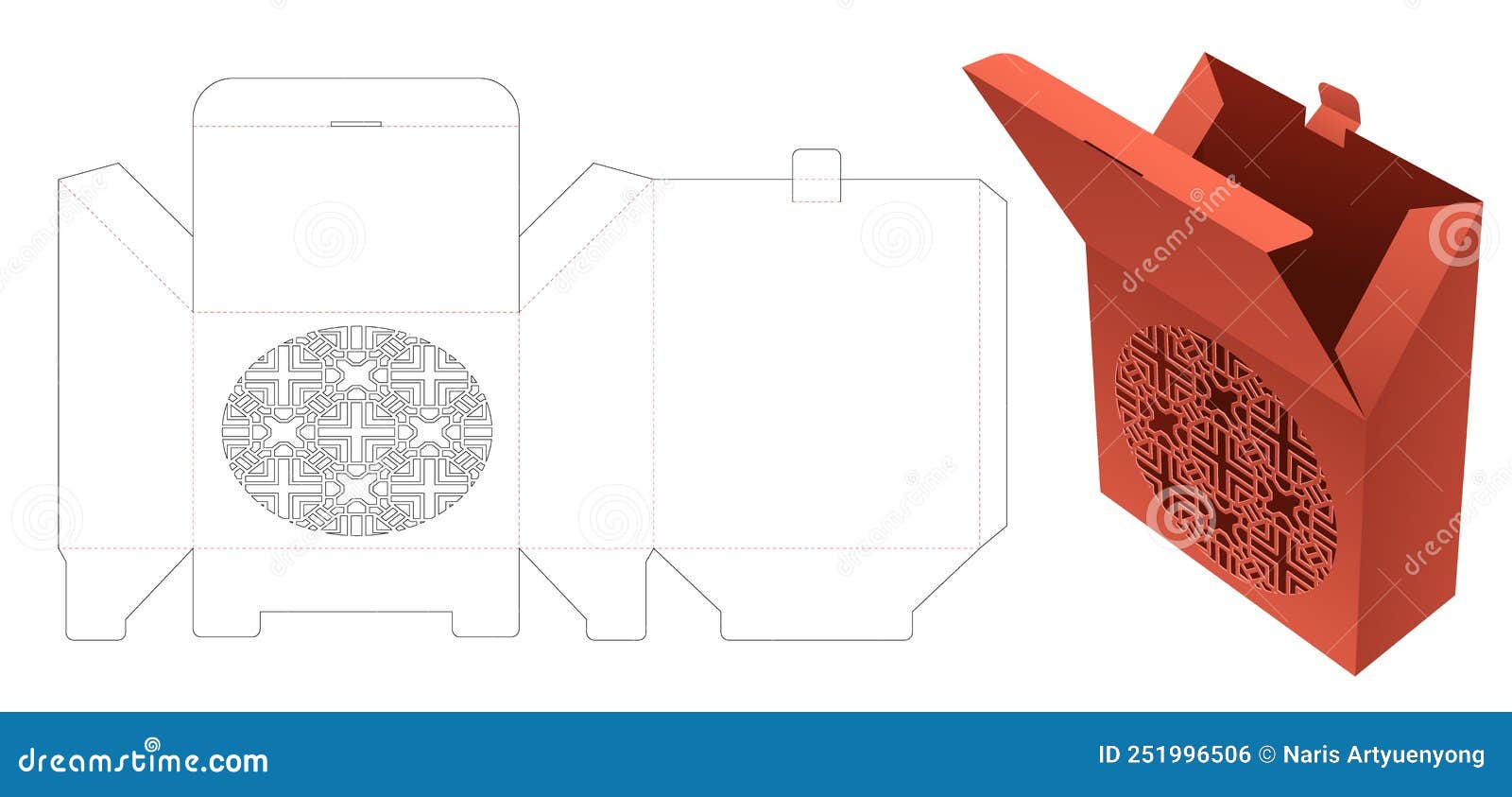 Flip Bag Box With Stenciled Pattern Die Cut Template Vector ...