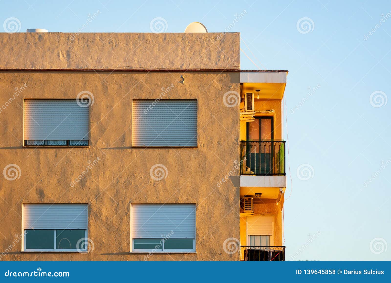 Top Floor Apartament Building in Sunset Light Stock Photo - Image of ...